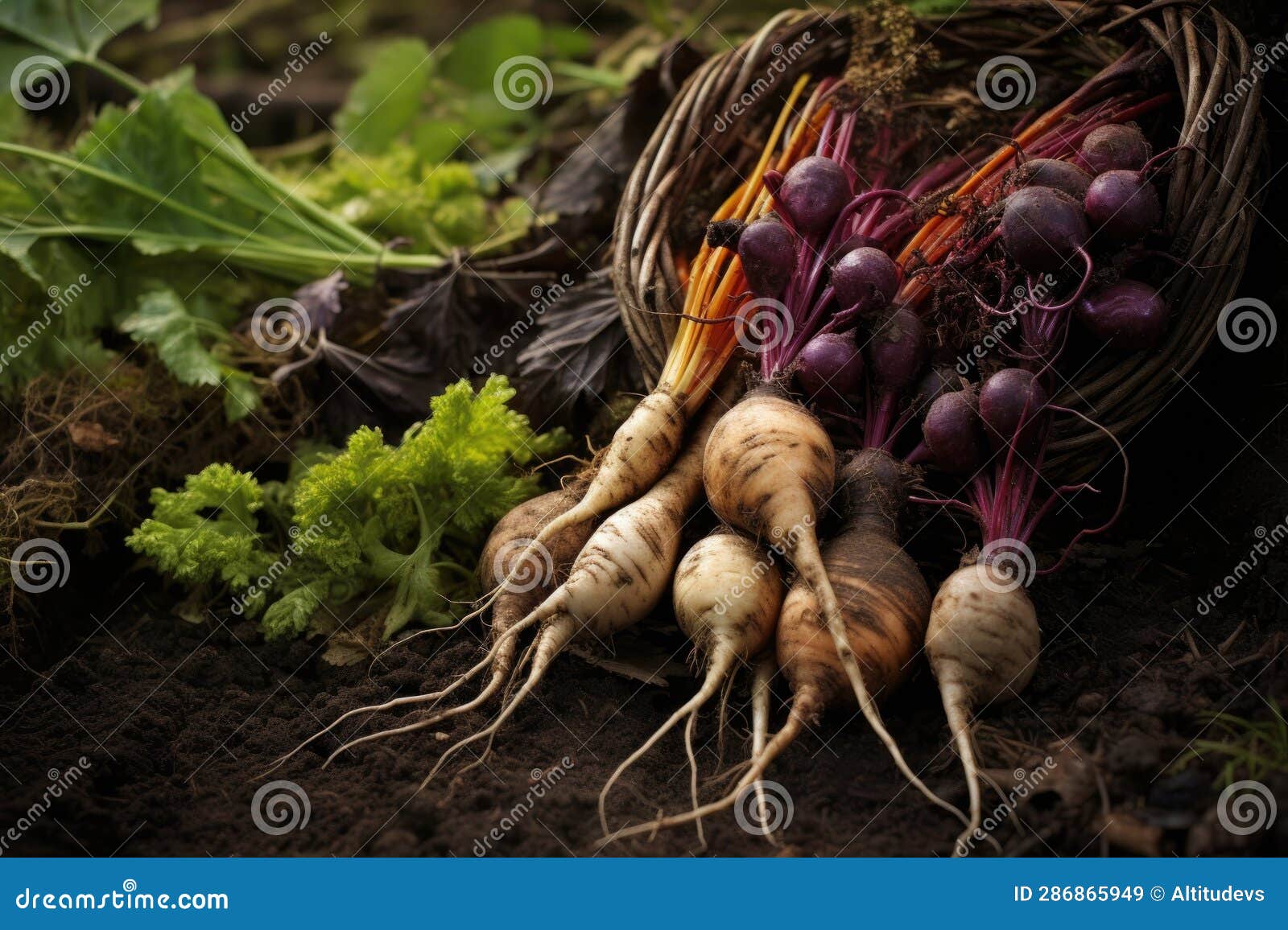 Close-up of Wild Root Vegetables in Soil Stock Illustration ...