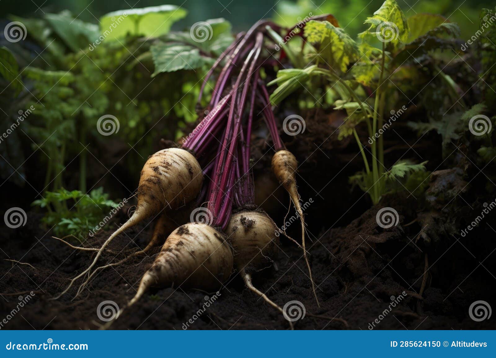 Close-up of Wild Root Vegetables in Soil Stock Illustration ...