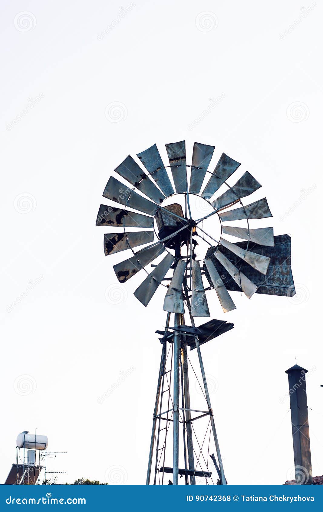 Close-up of a Windmil and Blue Sky Stock Photo - Image of circle, farm ...
