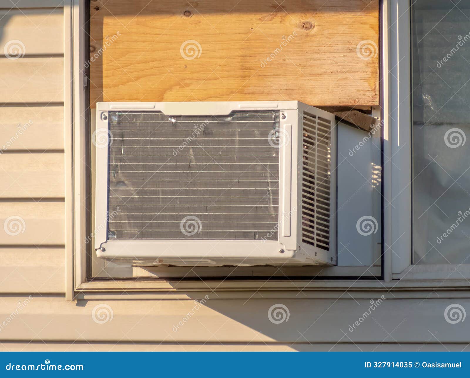 A Close-up of a Window with an Air Conditioner Stock Image - Image of ...