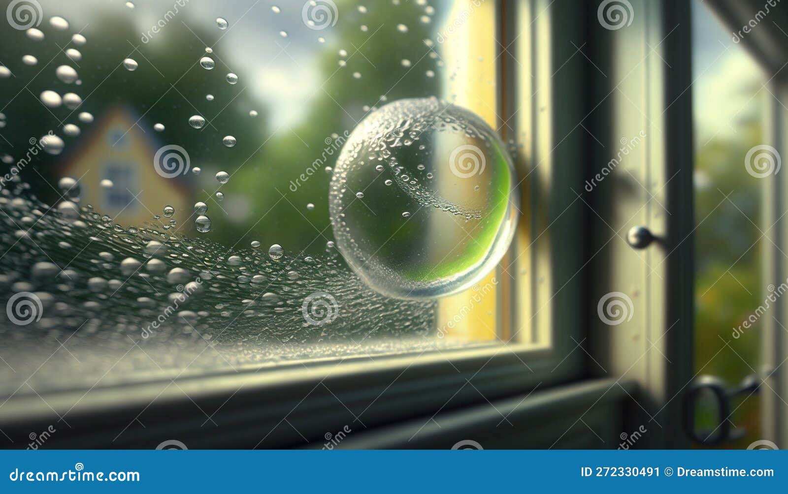 A Close Up of a Window with Water Droplets on it Stock Illustration ...