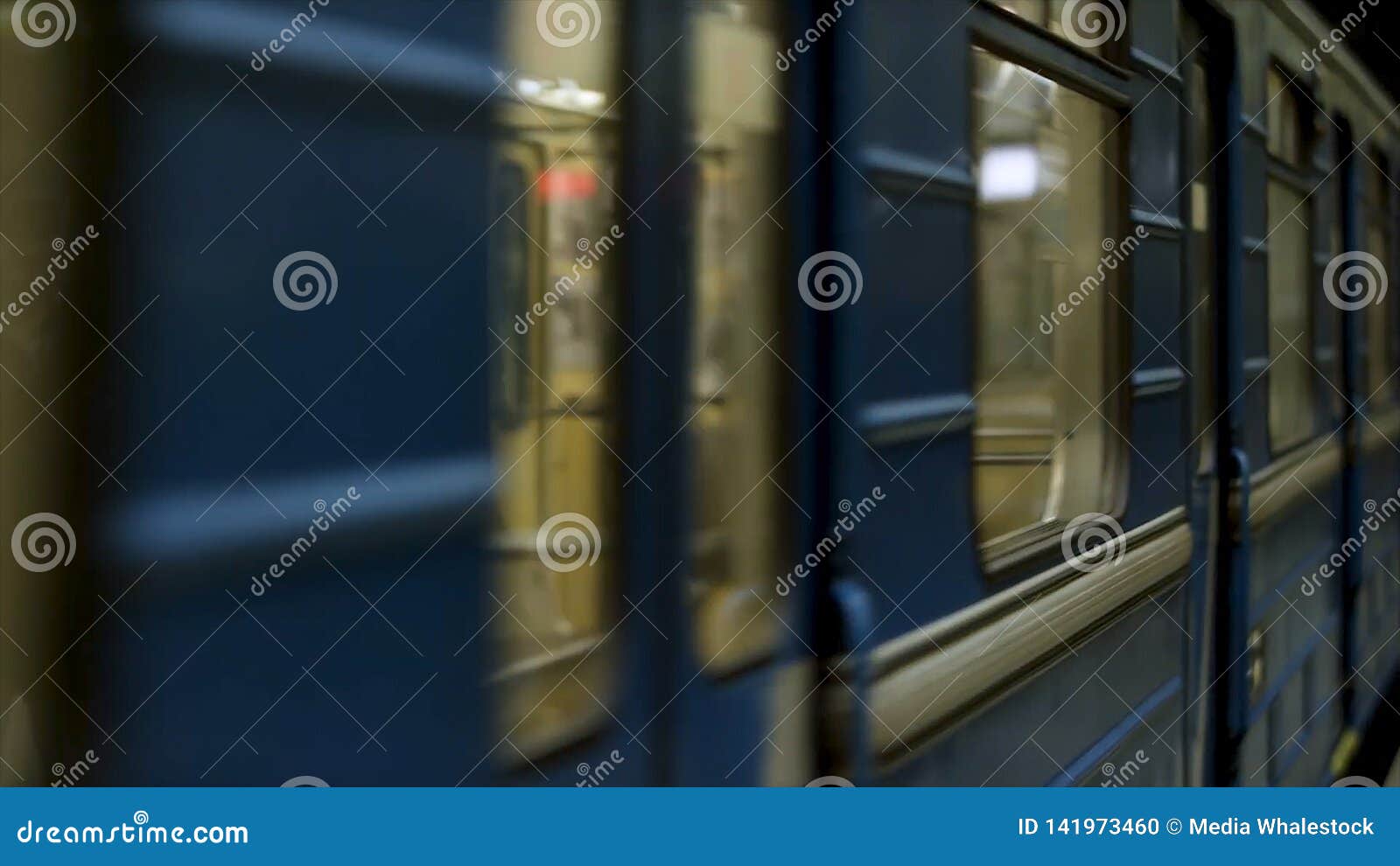 Close Up for Windows of the Underground Carriage at the Subway Station ...