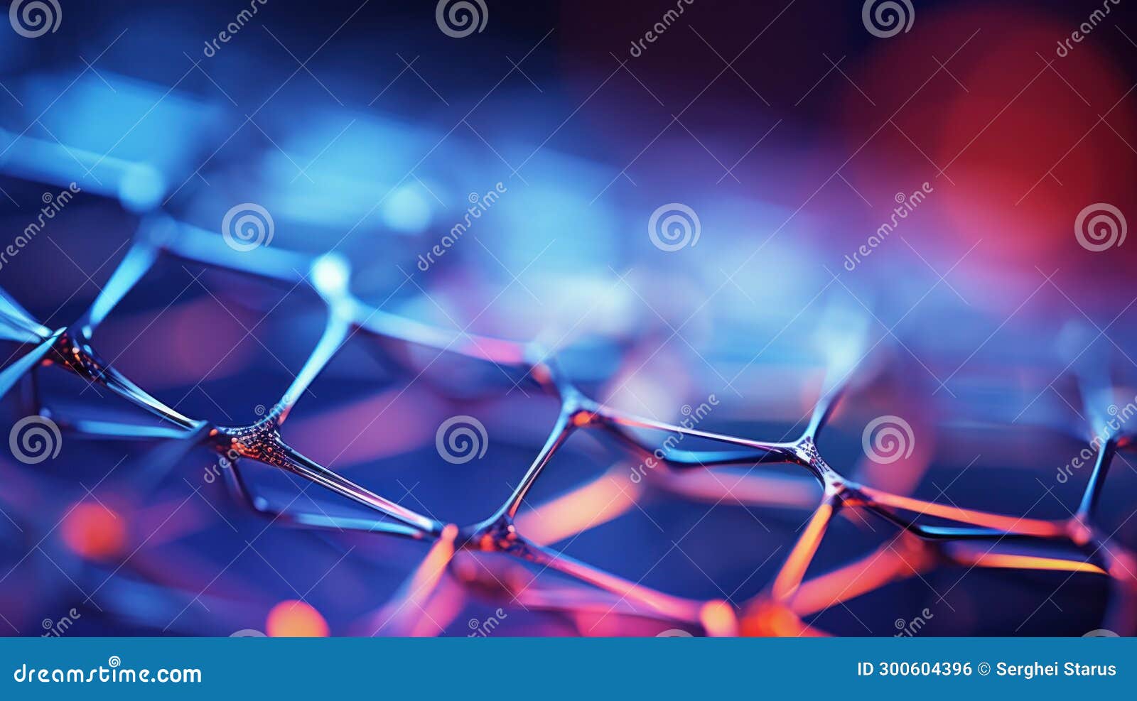 A Close Up of a Wire Mesh with Red and Blue Lights, AI Stock ...