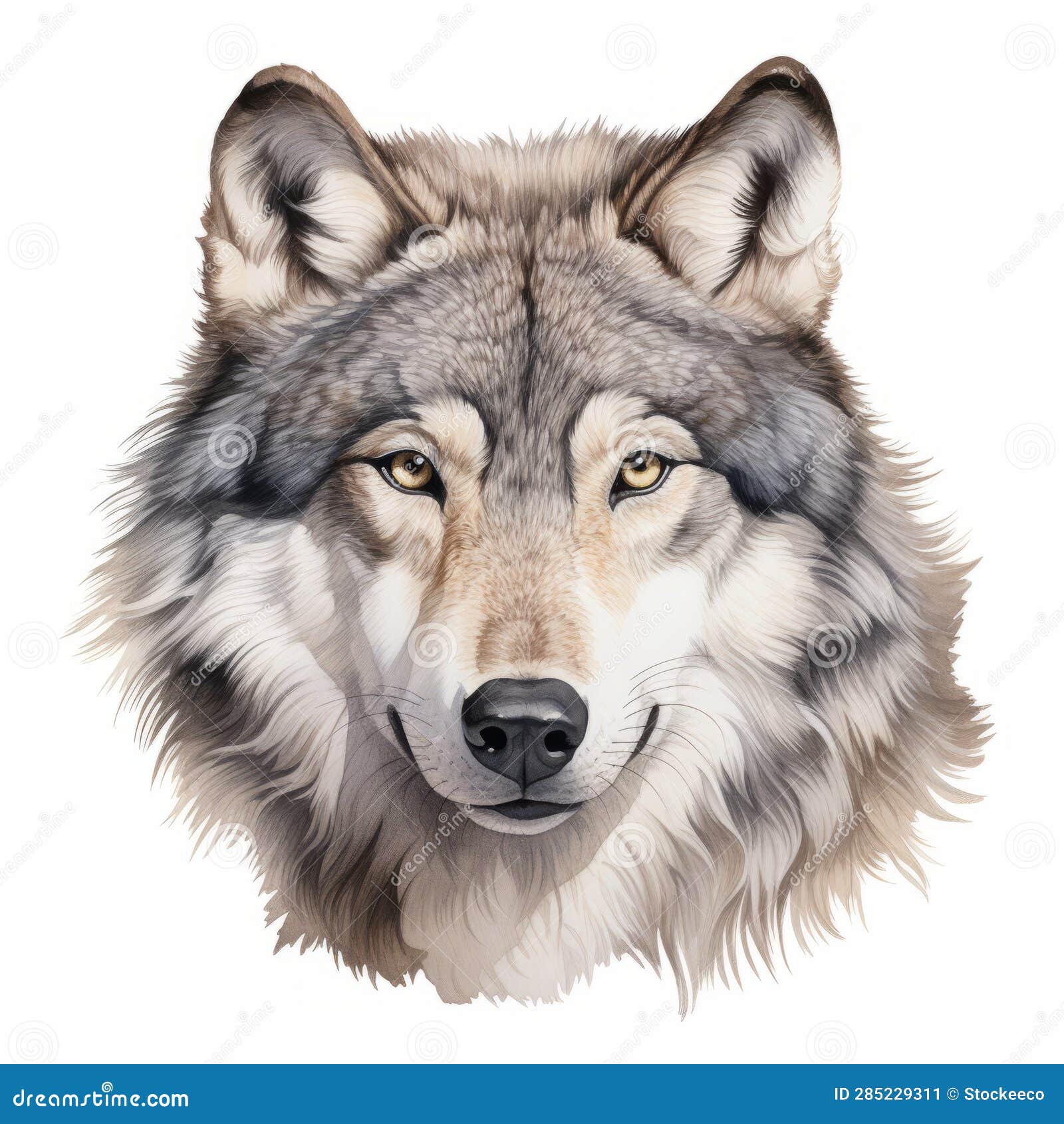 Wolf Front View Drawing