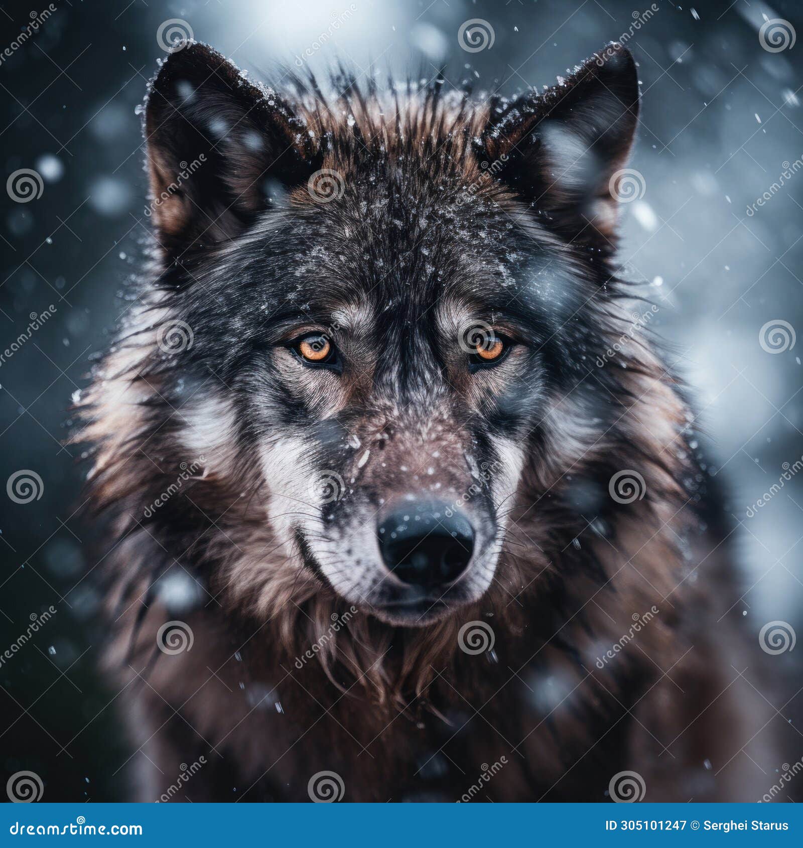 A Close Up of a Wolf Looking at the Camera in Snow, AI Stock Image ...