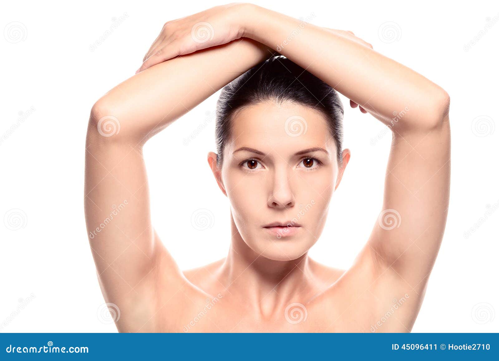 Close Up of Woman with Arms Above Head Stock Image - Image of raised ...