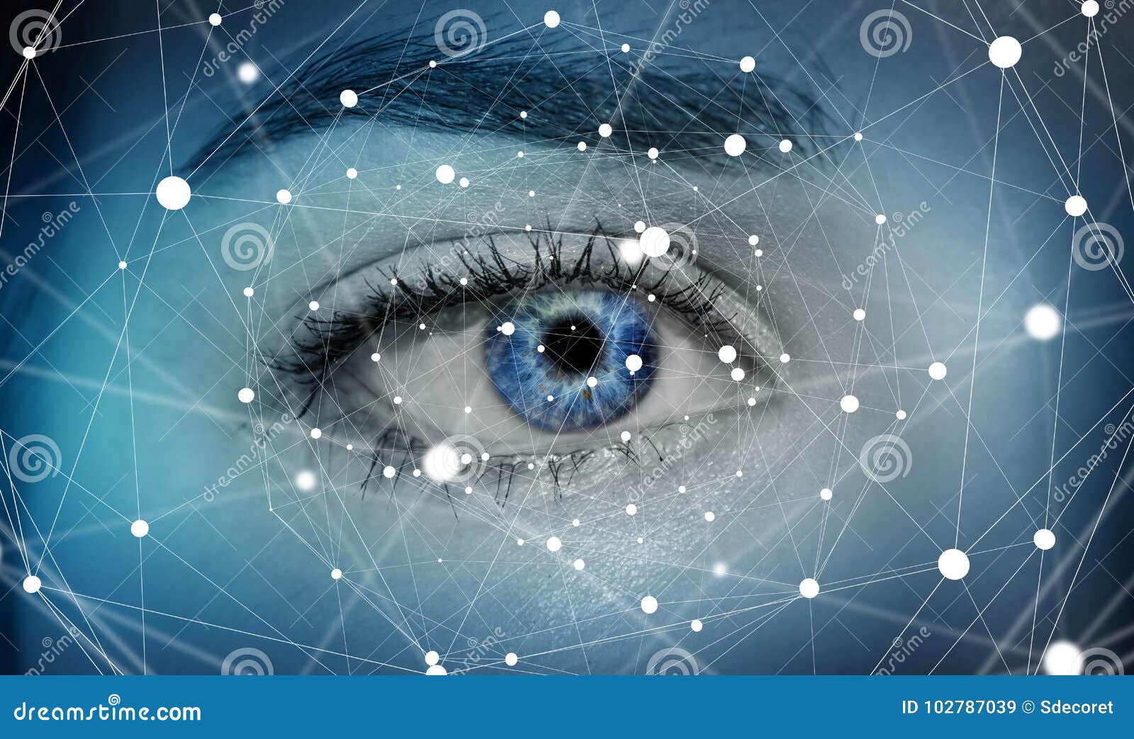 Close-up of Woman Digital Eye Network Concept 3D Rendering Stock ...