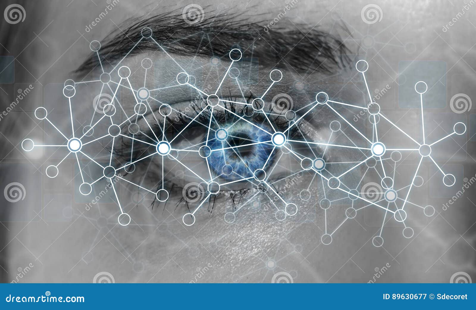Close-up of Woman Digital Eye Network Concept 3D Rendering Stock ...