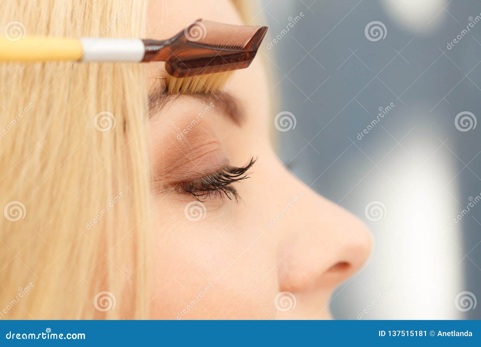 Woman Brushing Her Eyebrows Stock Image - Image of brows, closeup ...