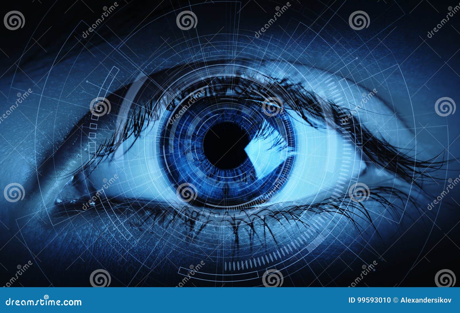 Close Up of Woman Eye in Process of Scanning. Identification Business ...