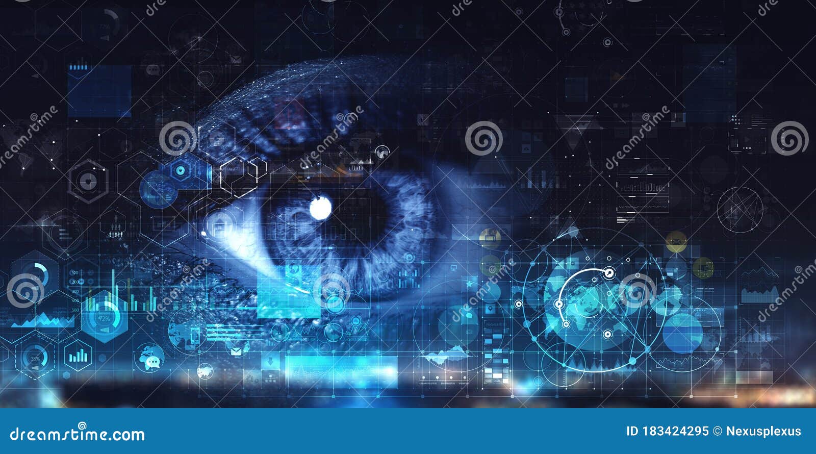 Close Up of Woman Eye in Process of Scanning Stock Illustration ...