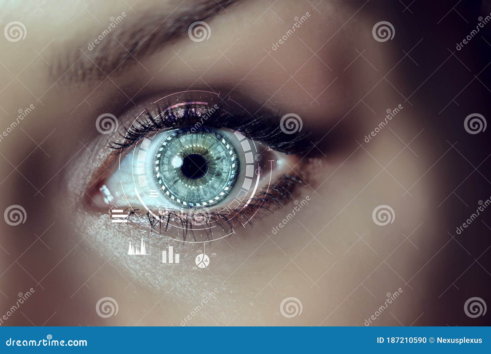 Close Up of Woman Eye in Process of Scanning Stock Photo - Image of ...