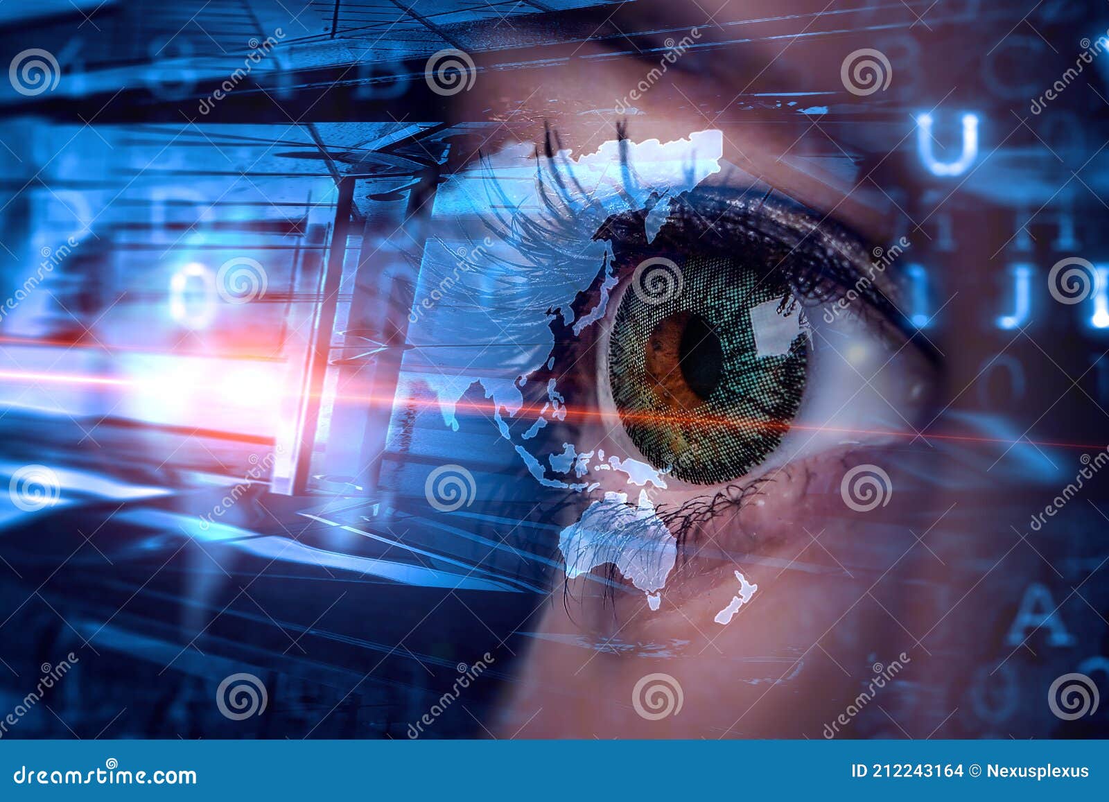 Close Up of Woman Eye in Process of Scanning Stock Illustration ...