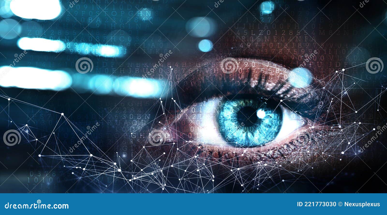 Close Up of Woman Eye in Process of Scanning . Mixed Media Stock Photo ...