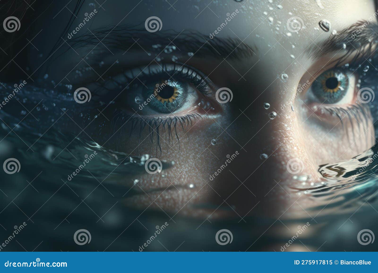 Close Up Woman Eyes at the Water Surface Stock Illustration ...