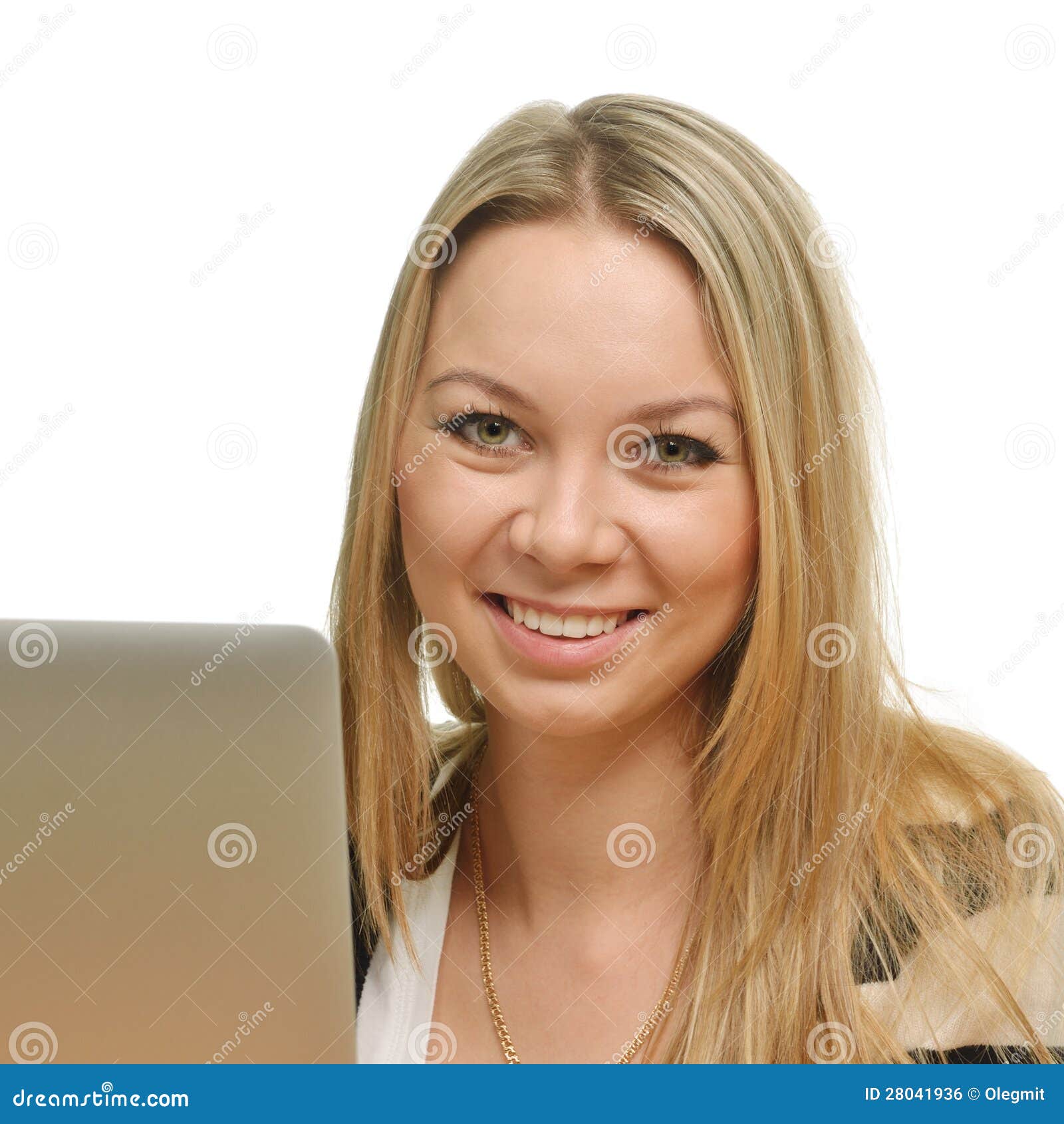 Close-up of a Woman in Front of the Laptop Stock Photo - Image of ...