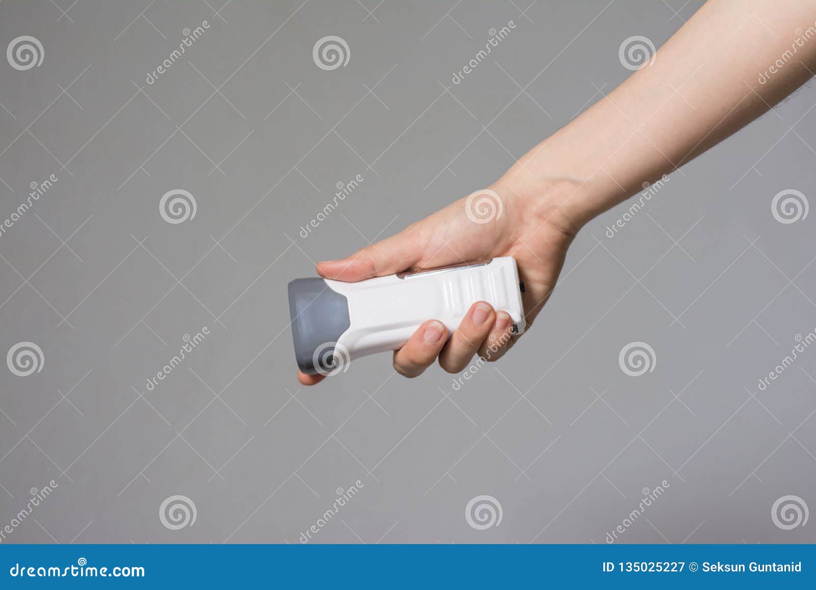 Close Up Woman Hand Holding Modern Flashlight ,LED Flashlight. Stock ...