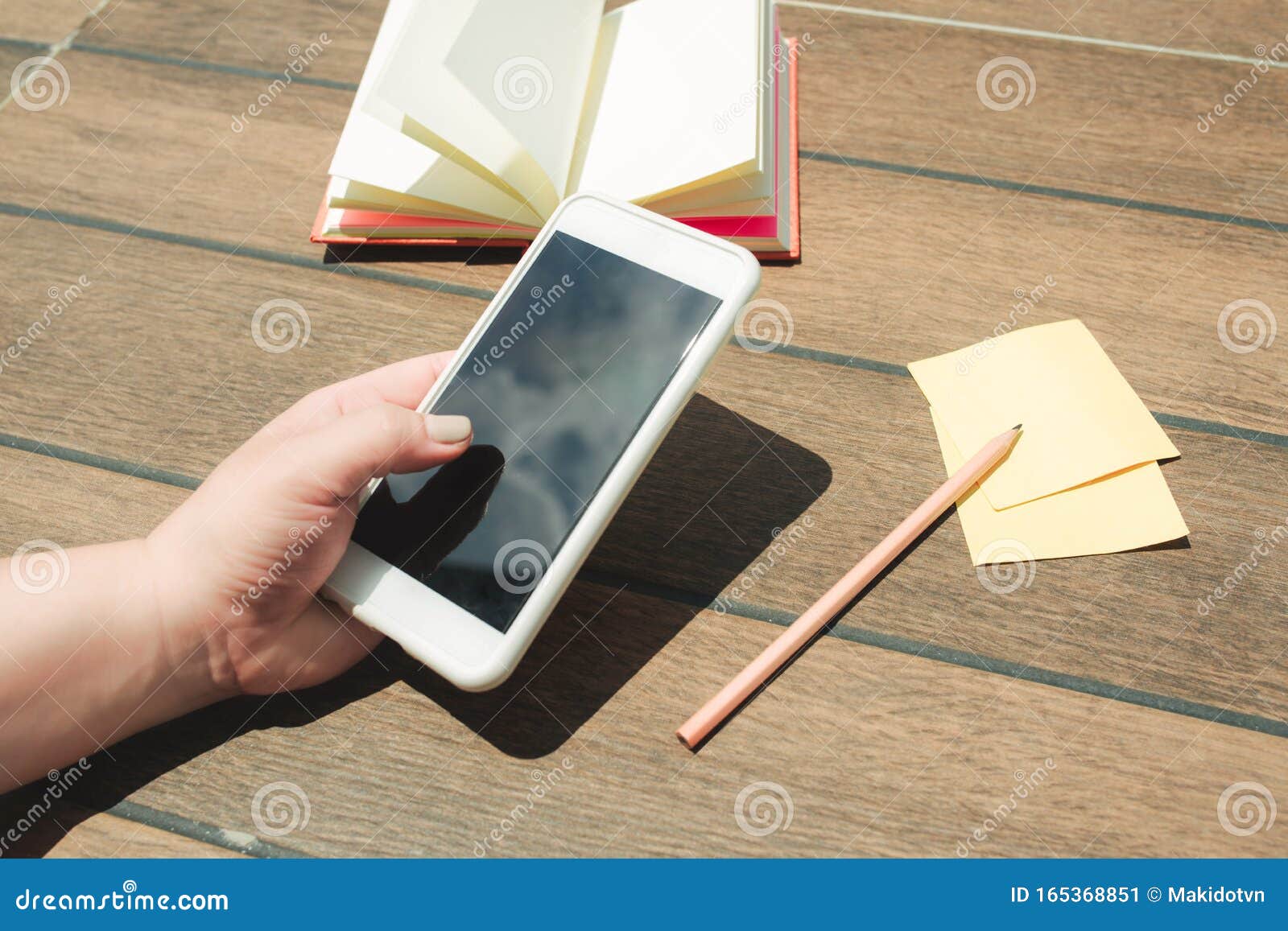 Close-up Woman Hand Holding with Note Pad and Notebook Stock Image ...