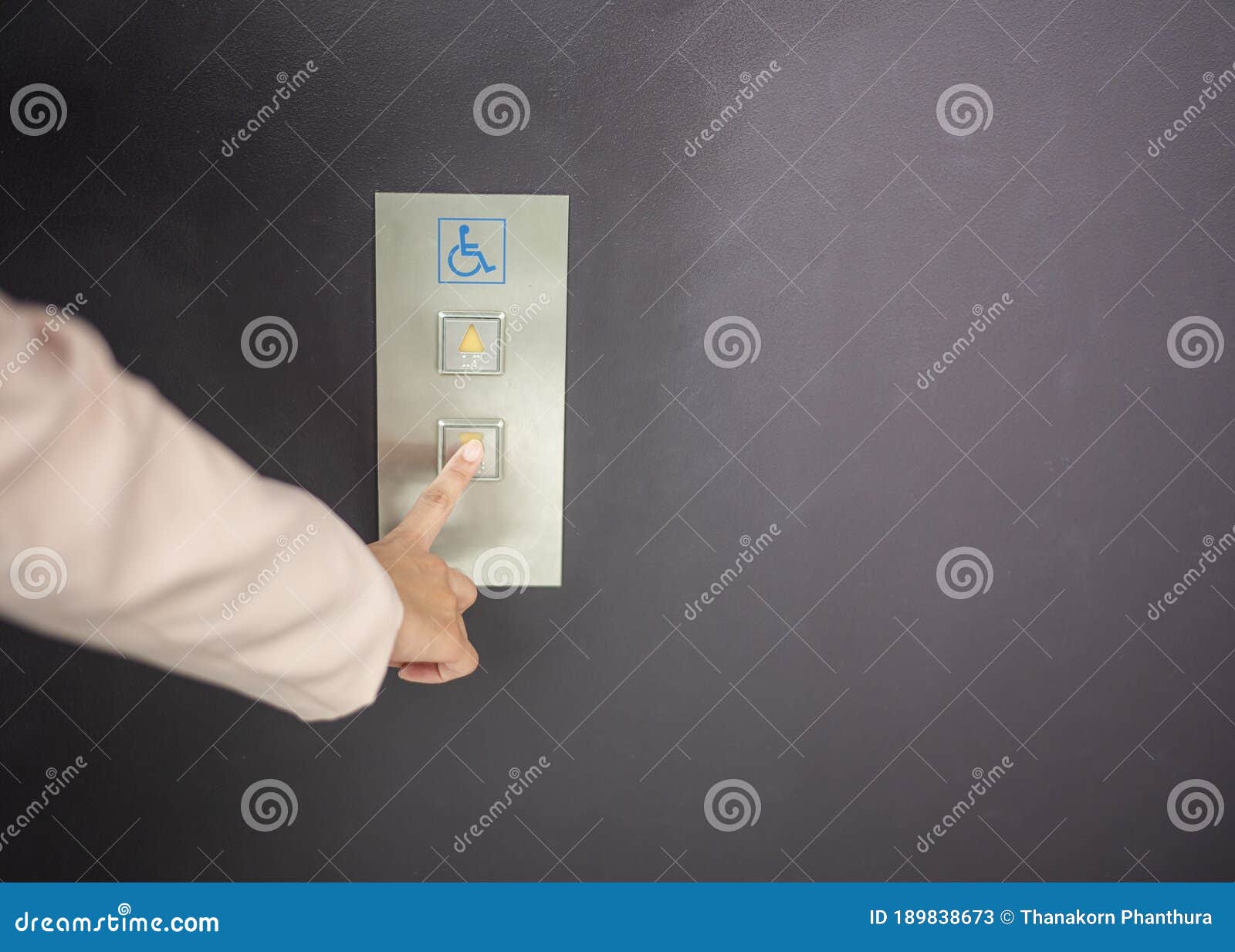 Close Up Woman Hand is Press Elevator Button Stock Image - Image of ...