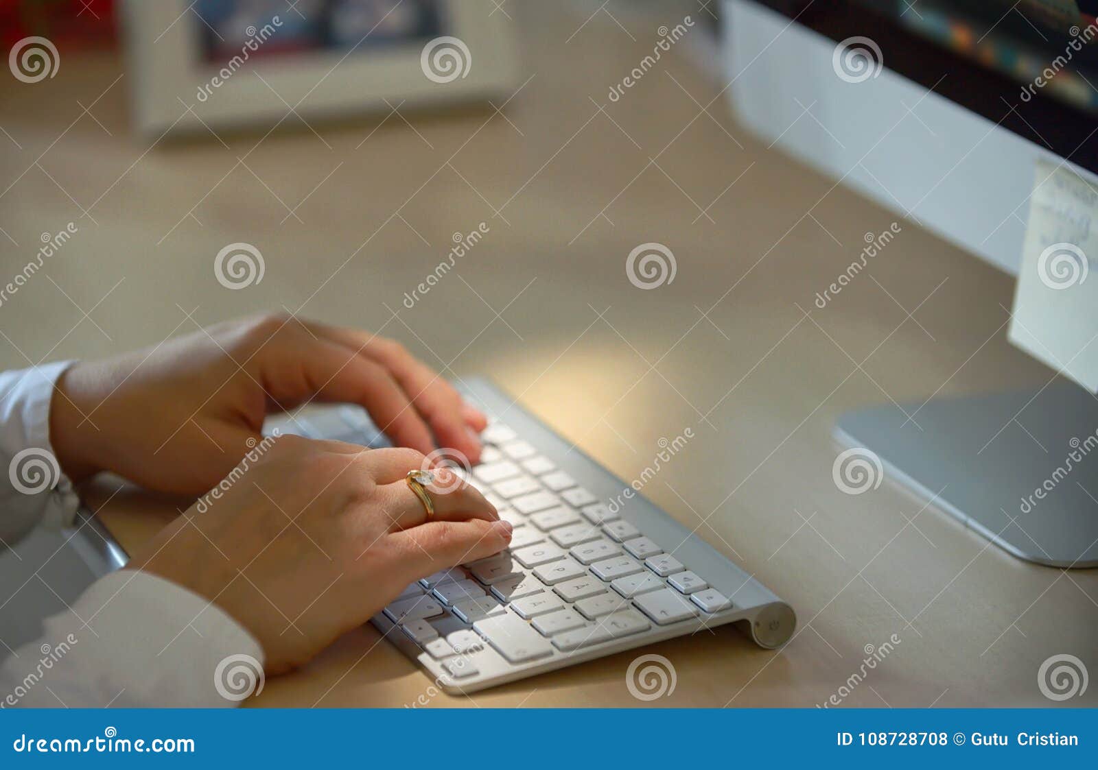 Close-up of Woman Hands Using Computer Keyboard Stock Photo - Image of ...