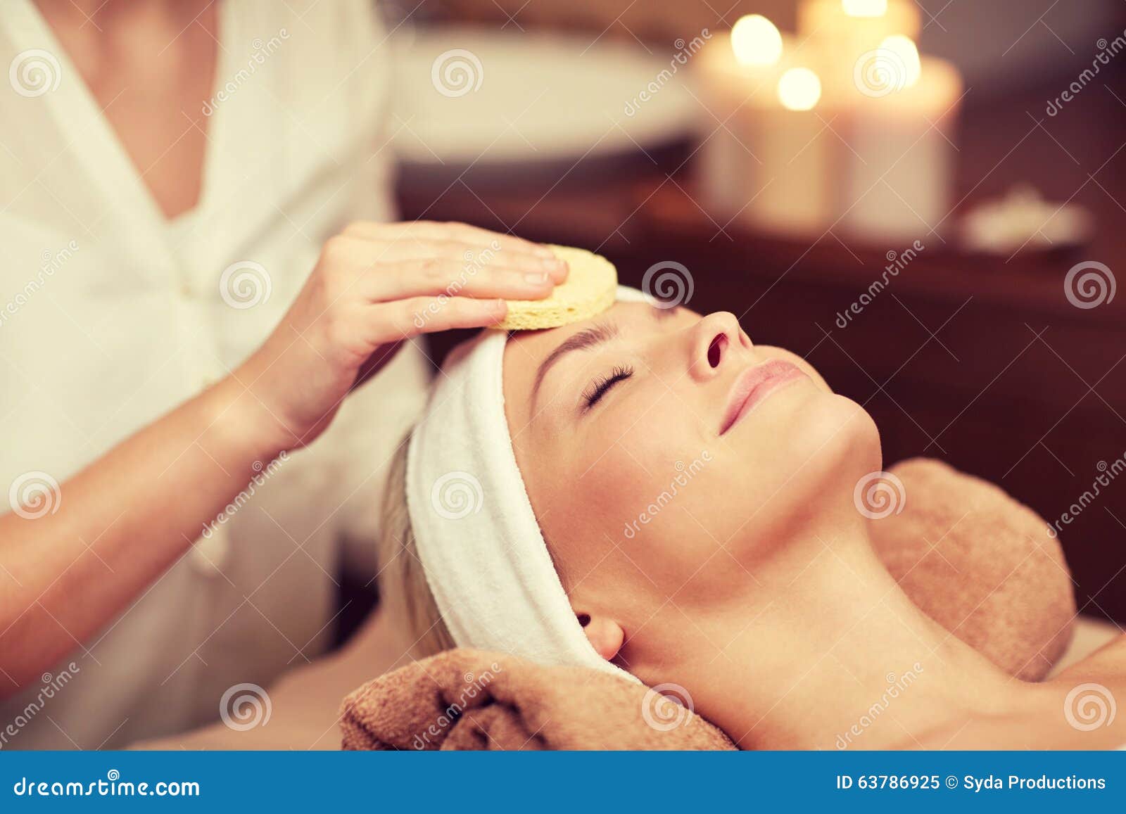 Close Up Of Woman Having Face Cleaning In Spa Stock Image Image Of