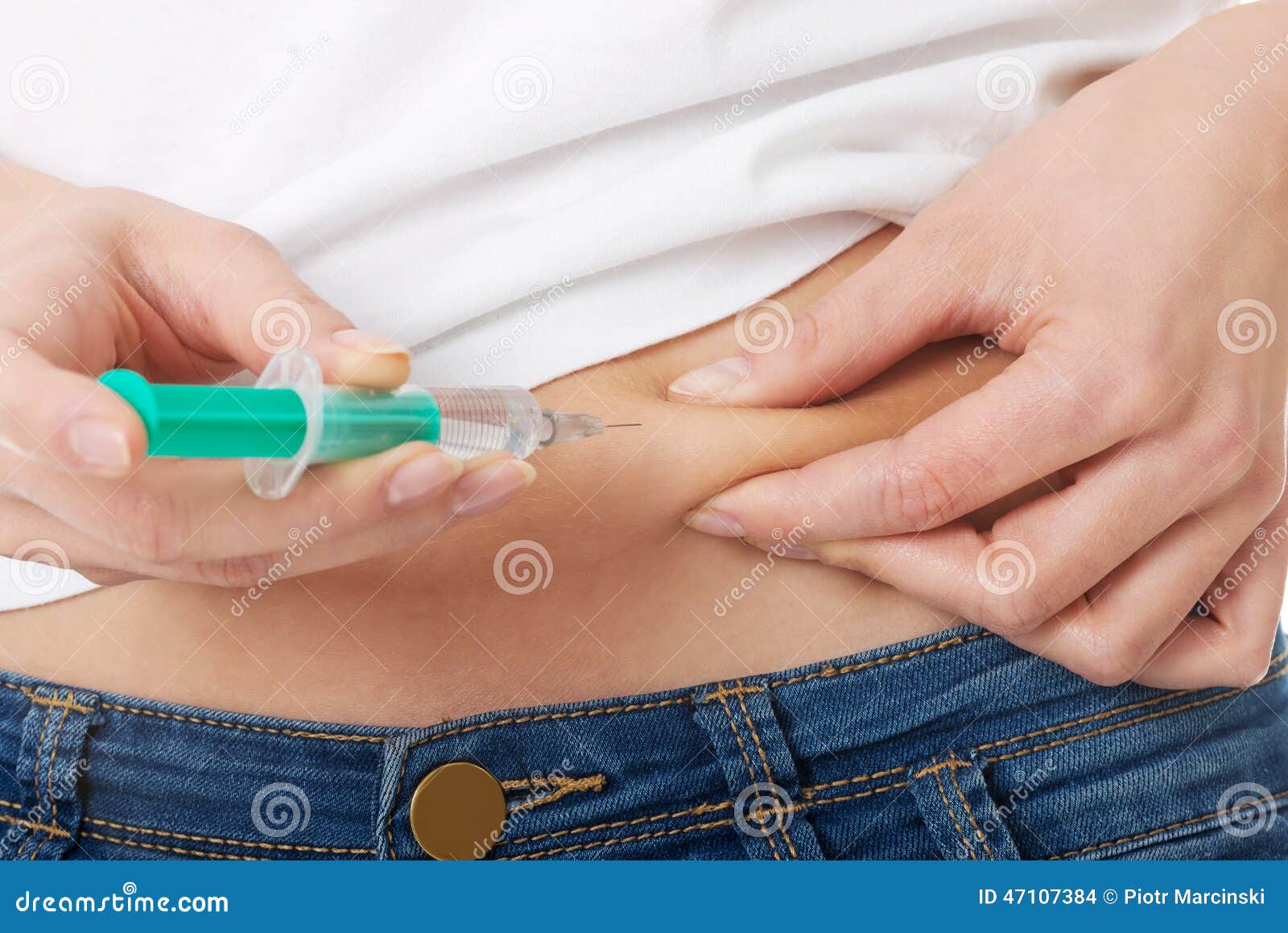 Close Up on Woman Injecting Her Belly Stock Photo - Image of insulin ...