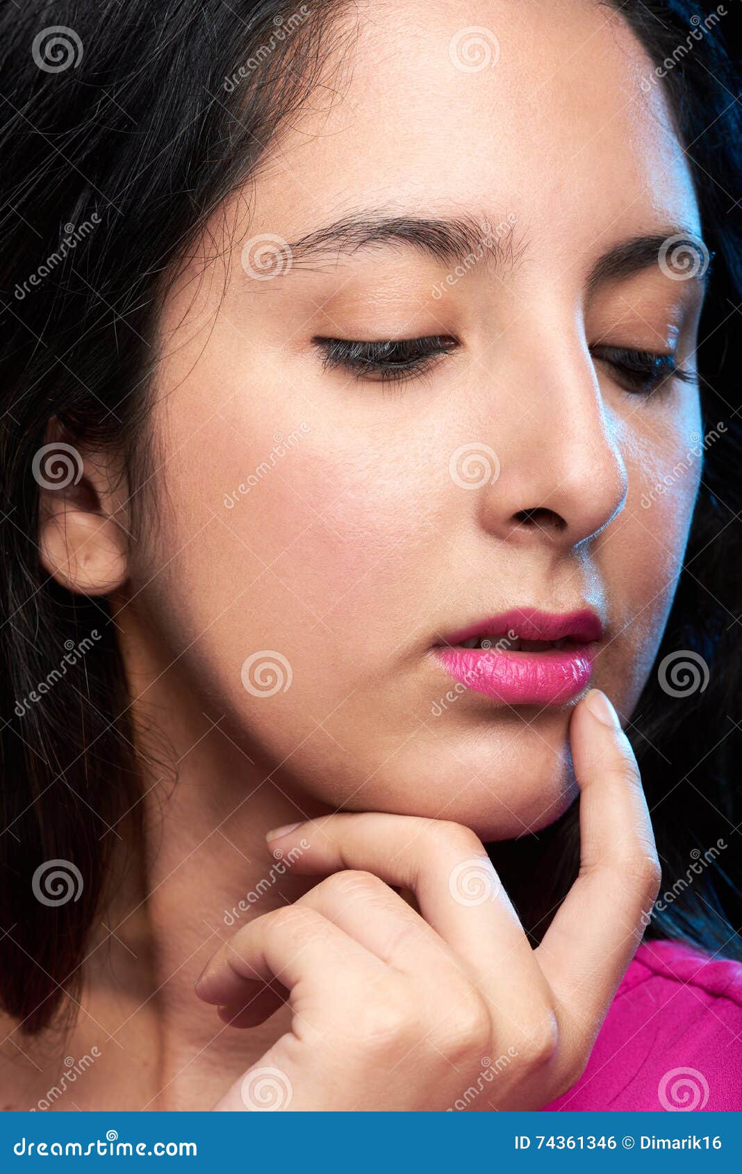 Close Up of Woman Look Down Stock Photo - Image of beauty, natural ...