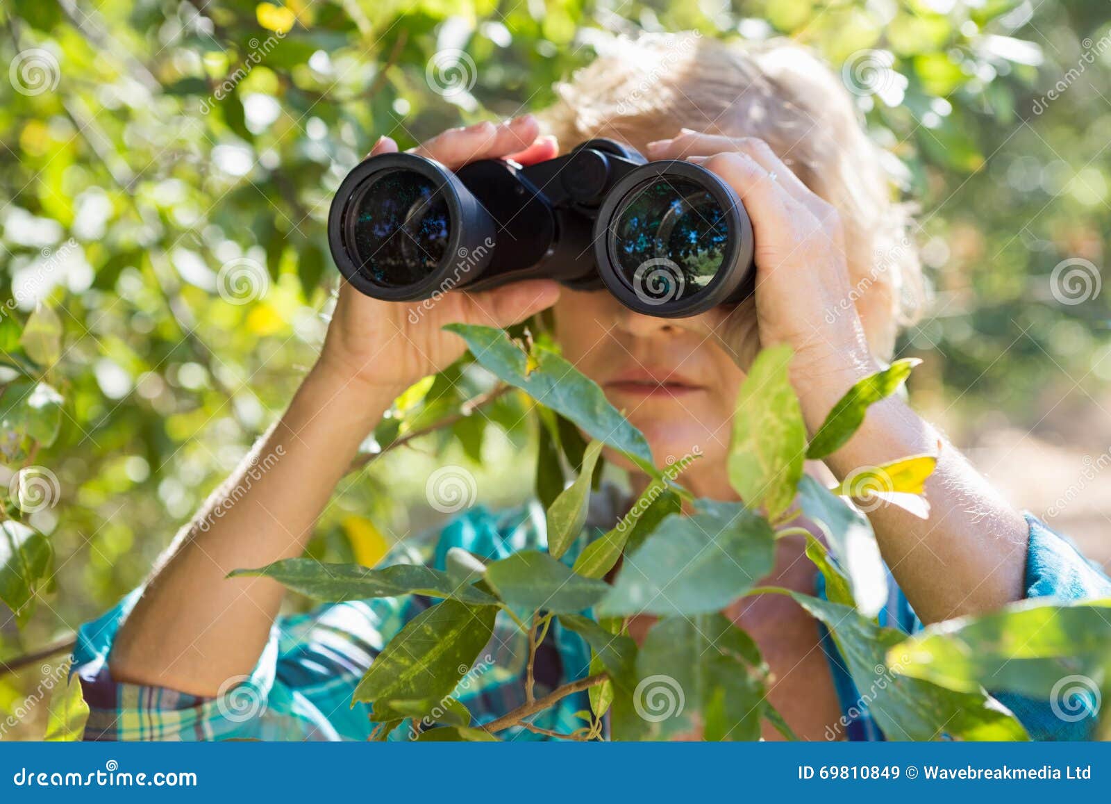 Close Up of a Woman Looking on Binoculars Stock Image - Image of ...
