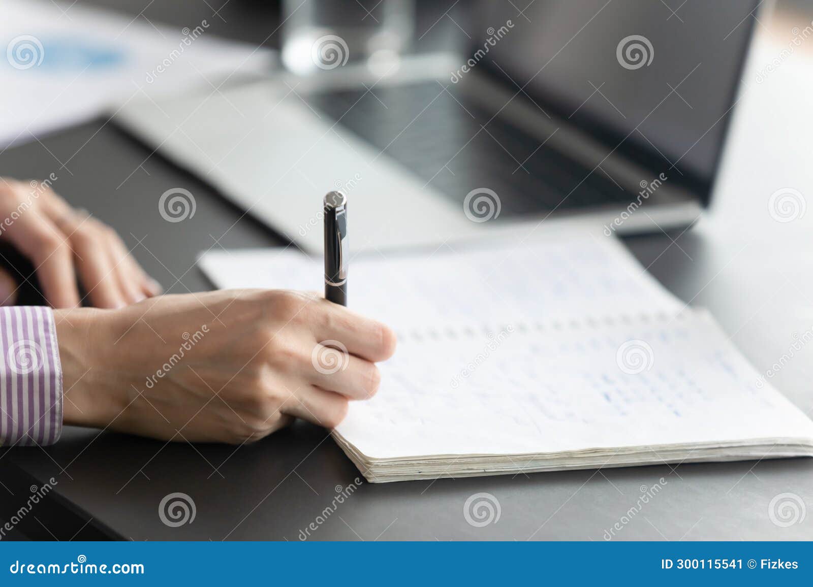 Close Up of Woman Make Notes in Notebook Stock Image - Image of note ...