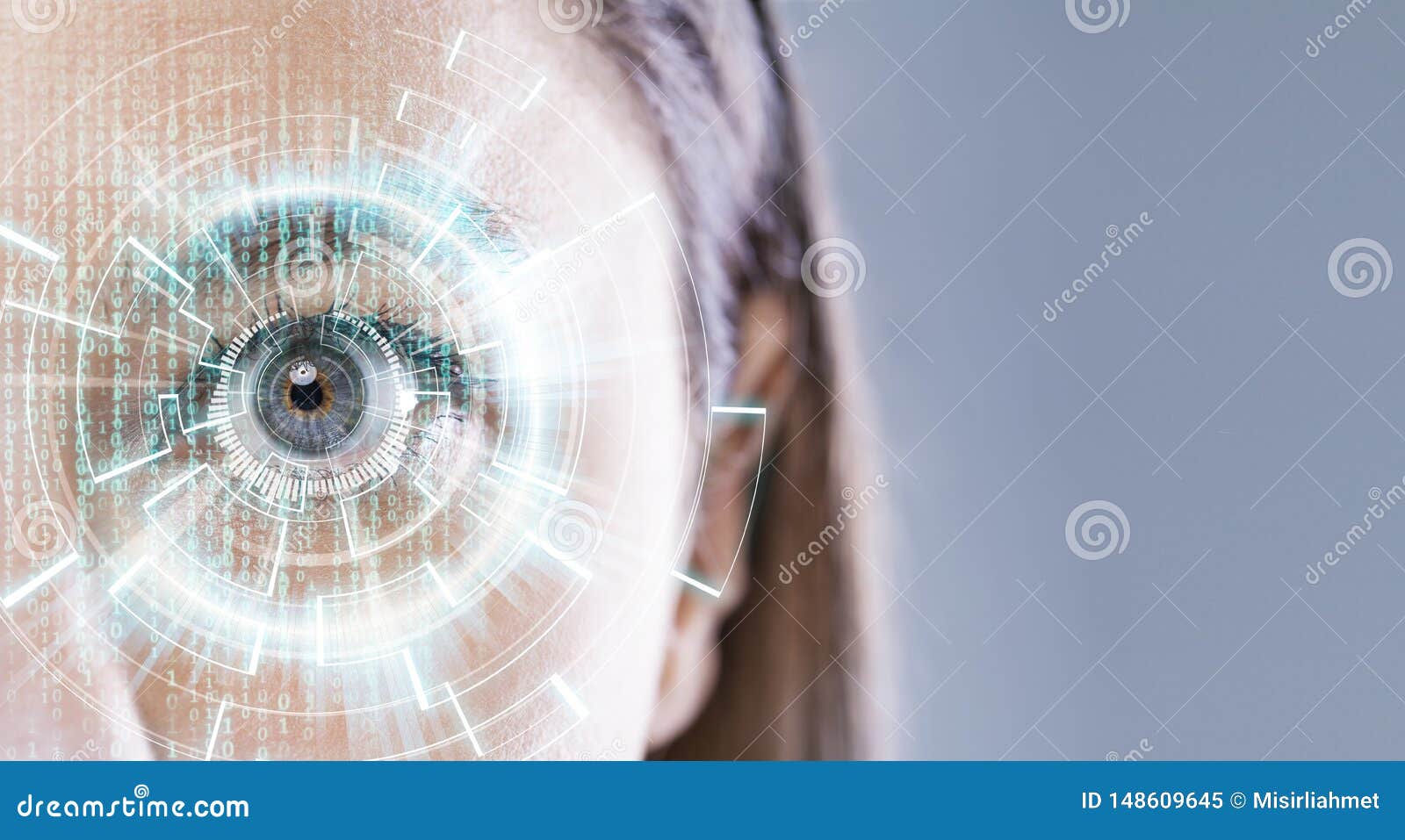Close-up of Woman`s Blue Eye Stock Image - Image of hologram ...