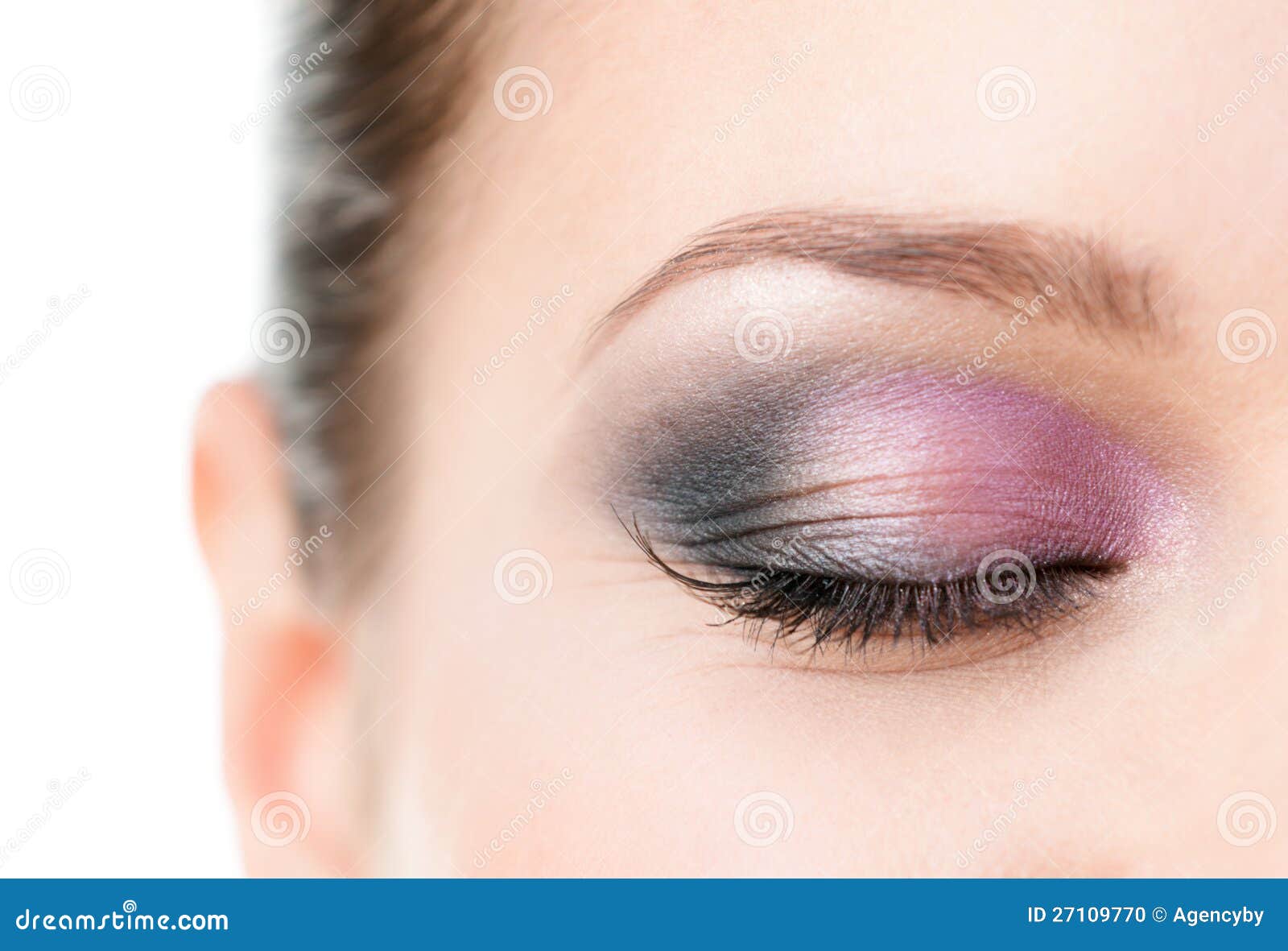 Close Up of Woman S Closed Eye with Makeup Stock Photo - Image of ...