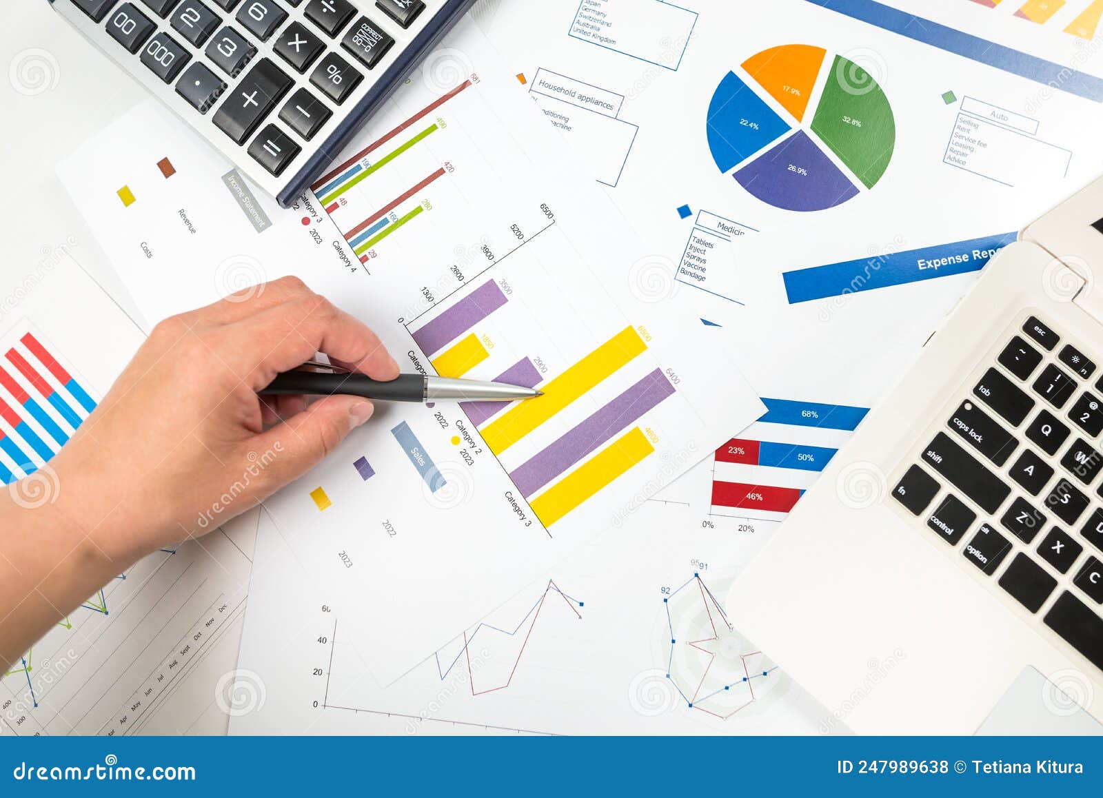 Close-up of a Woman`s Hand Pointing at a Chart Stock Photo - Image of ...