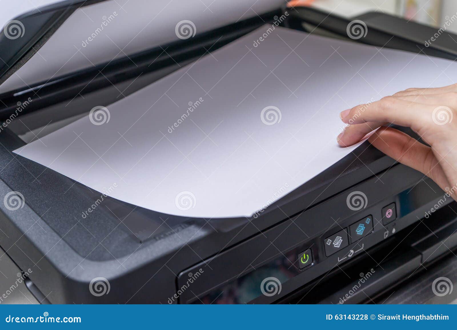 Close Up Woman S Hand with Working Copier, Printer Stock Photo - Image ...