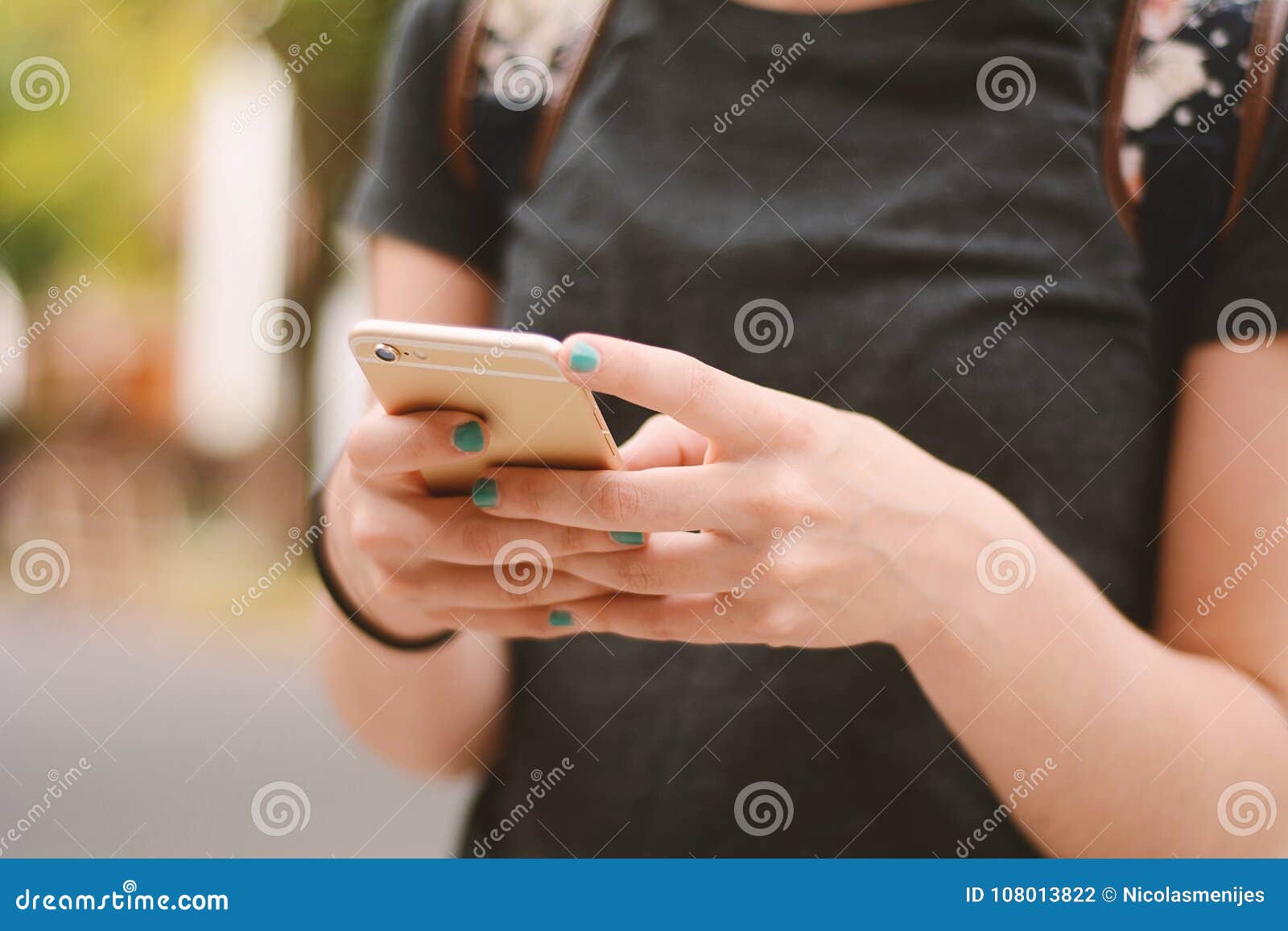 Close Up of Woman`s Hands Texting with Smartphone Stock Photo - Image ...