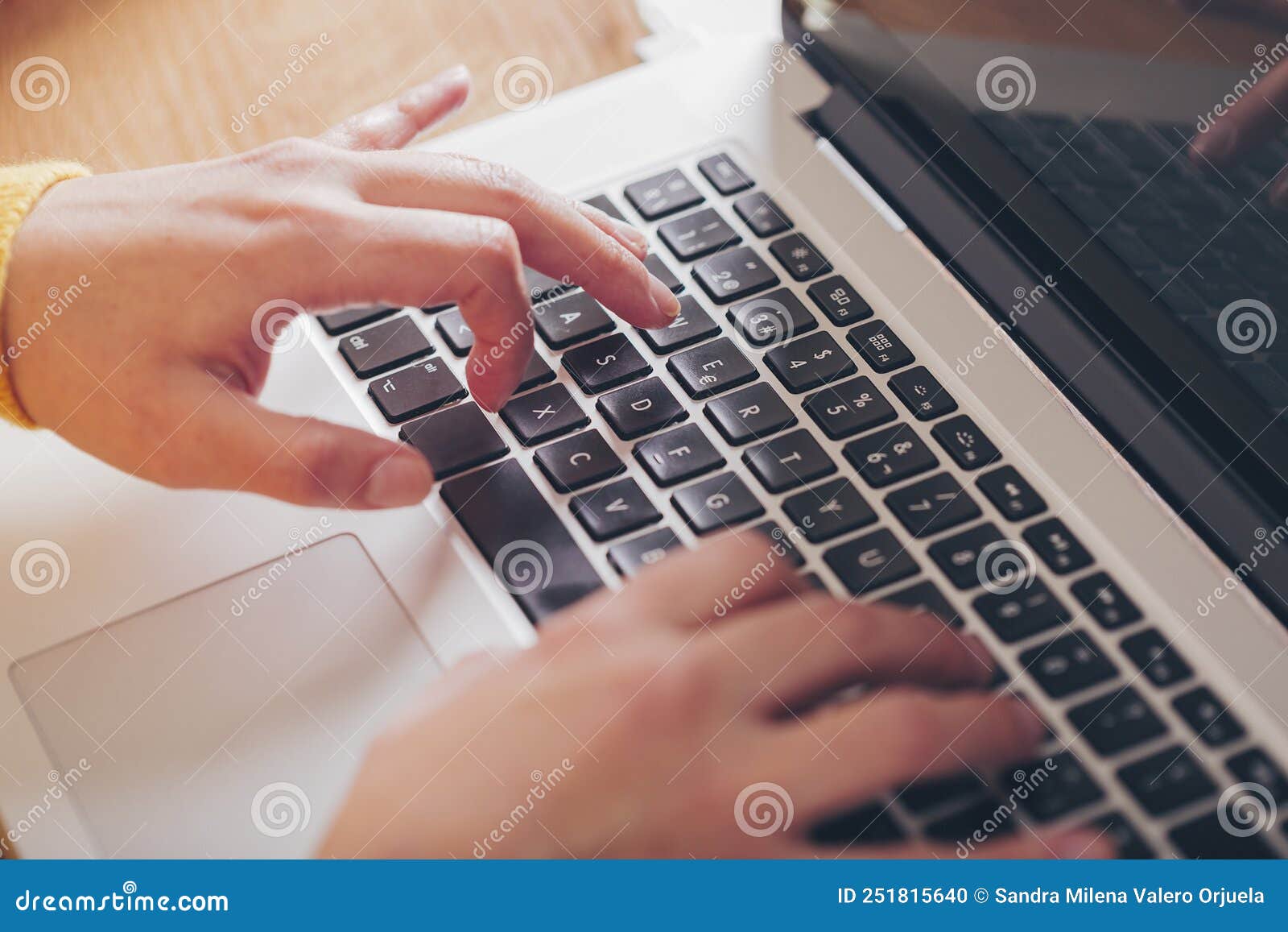 Close Up of Woman`s Hands Using Computer Keyboard. Enterprising Woman ...