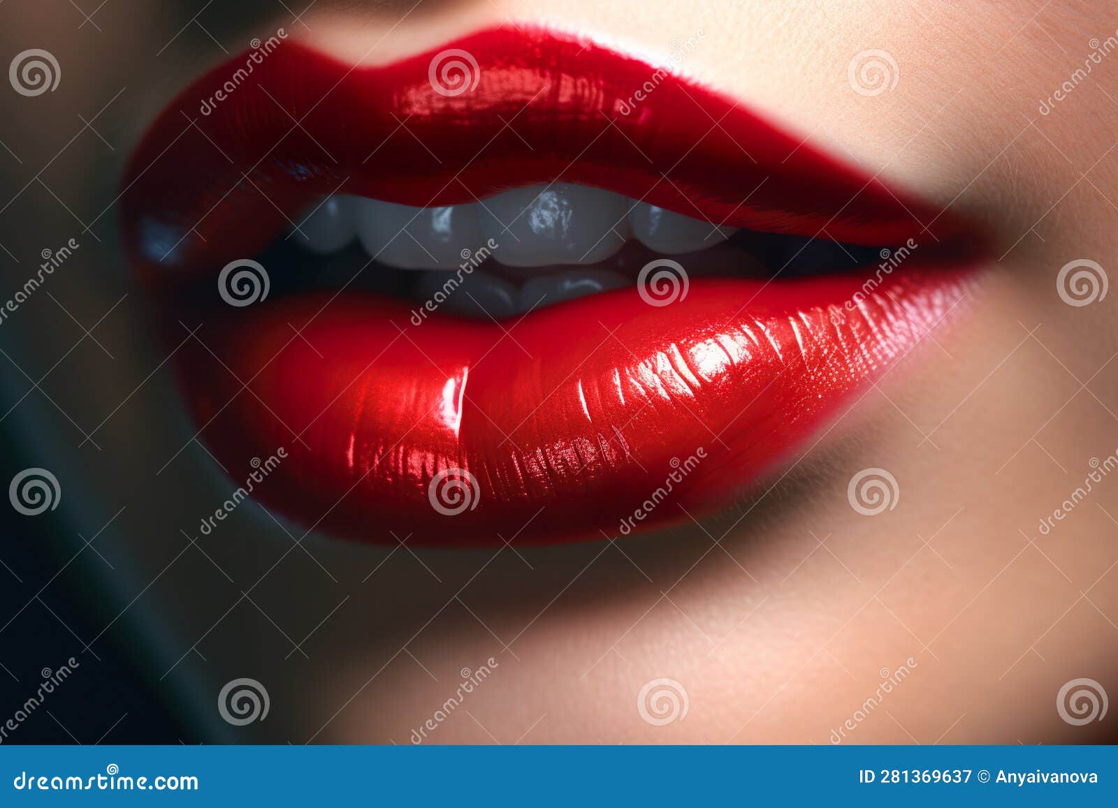 A Close Up Of A Woman S Lips With Red Lipstick Generative Ai Image Stock Image Image Of
