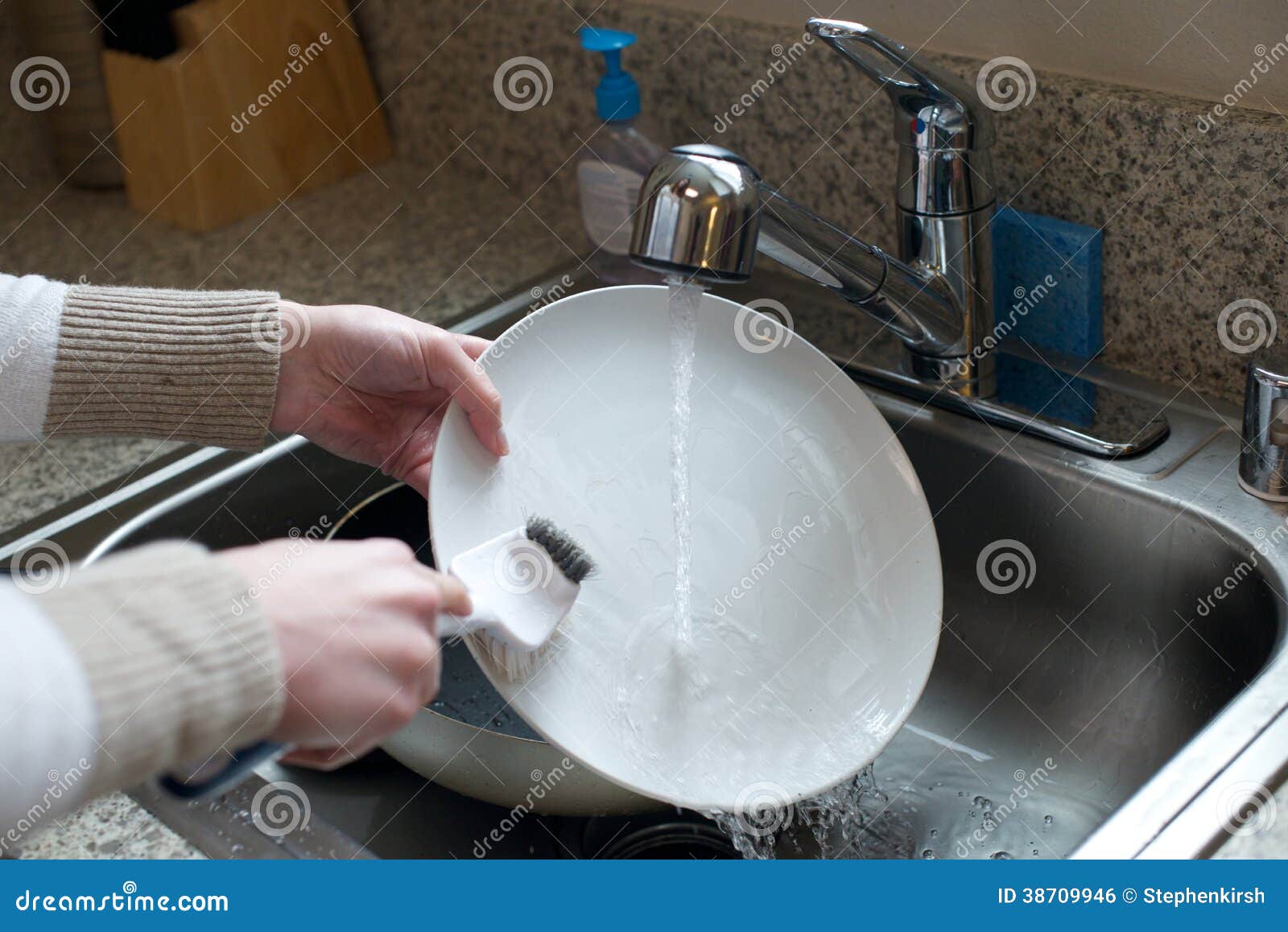 Close Up of Woman Scrubbing Plate Stock Photo - Image of dirty ...