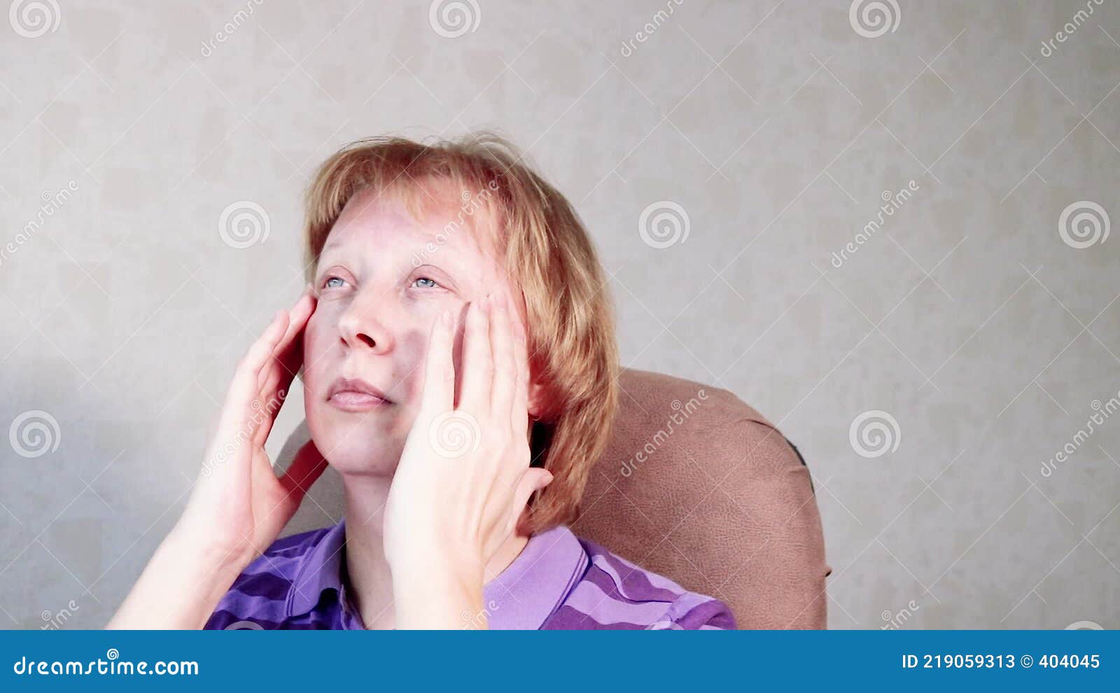 Close-up of a Woman Suffering from a Headache, Thinking about Problems ...