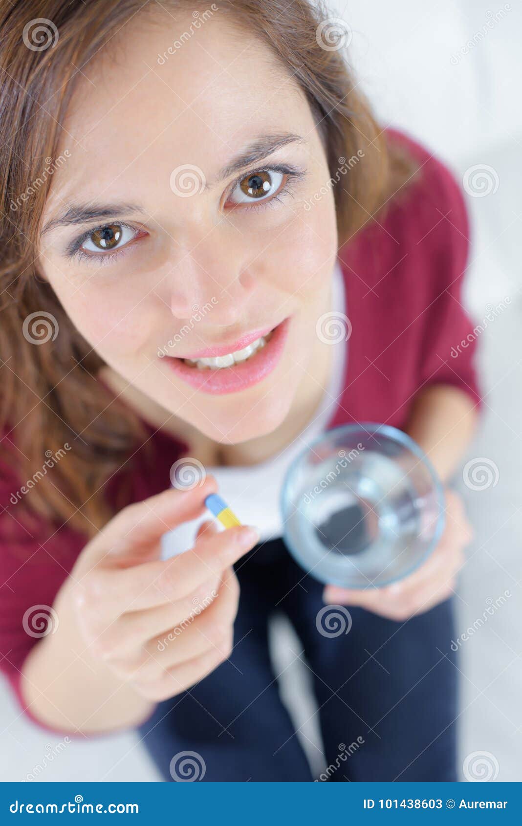 Close-up Woman Taking Medication Stock Image - Image of hand, addicted ...