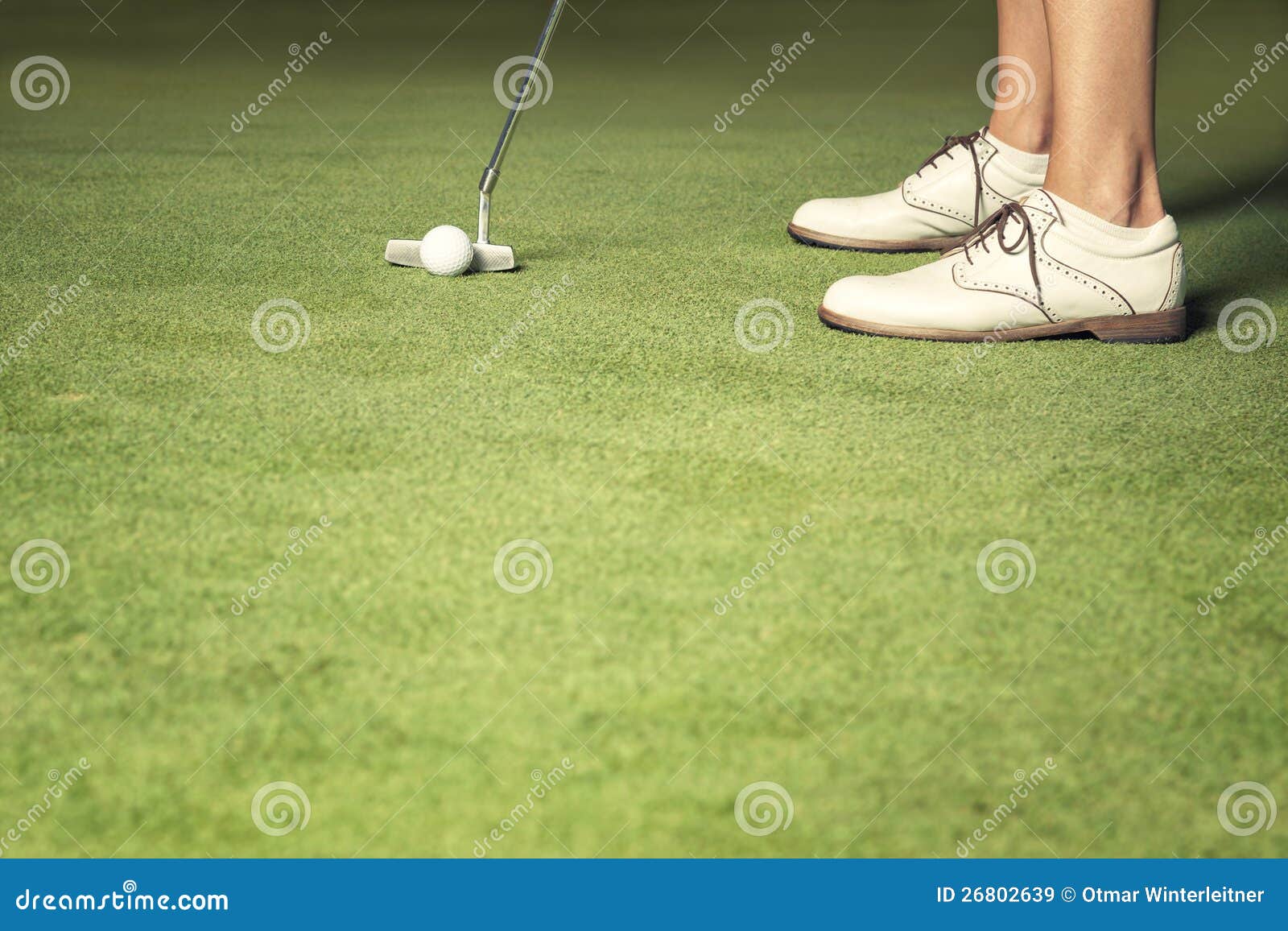 Close Up of Woman about To Make a Putt. Stock Image - Image of putting ...