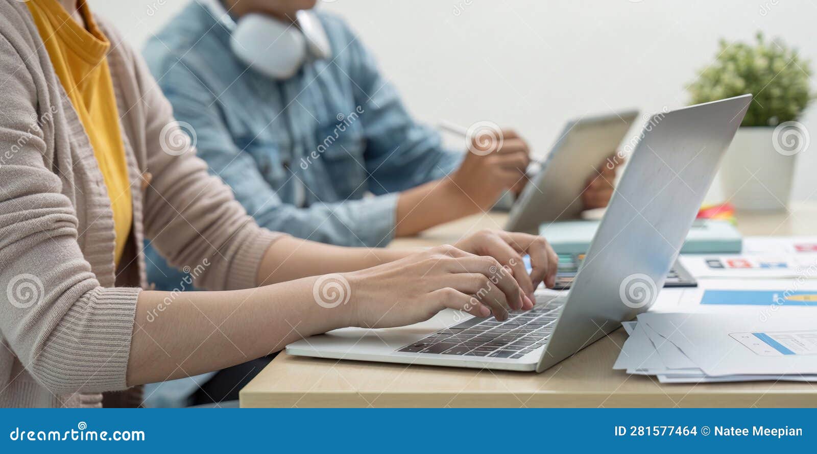 Close Up Woman Using Laptop Computer. UX UI User Interface Design ...