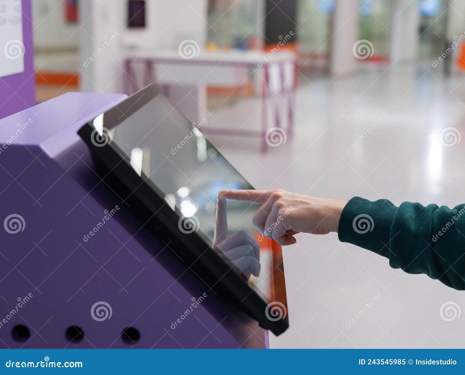 Close-up of a Woman Using a Touch Screen Information Booth. Stock Image ... Close-up of a Woman Using a Touch Screen Information Booth. Stock Image ...