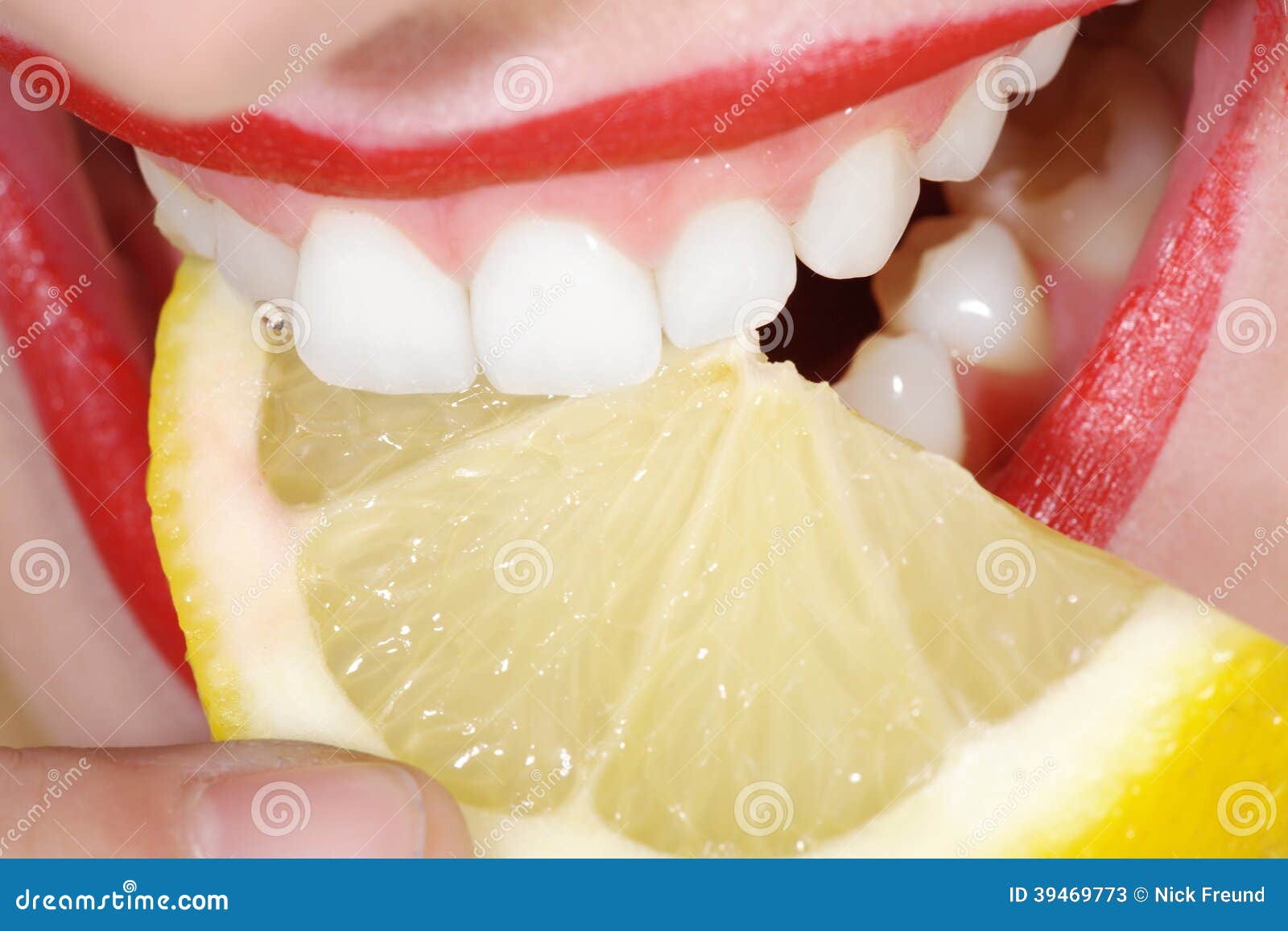 Close-up Woman with White Teeth and Lemon Stock Image - Image of ...