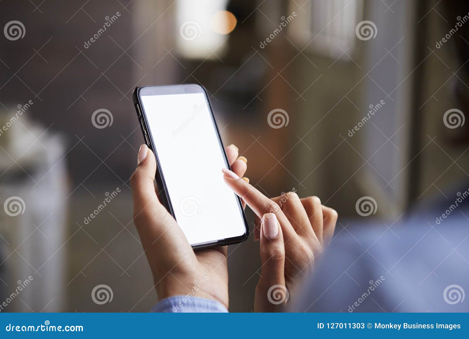 Close Up of Womans Hands Using Smartphone Touchscreen Stock Image ...