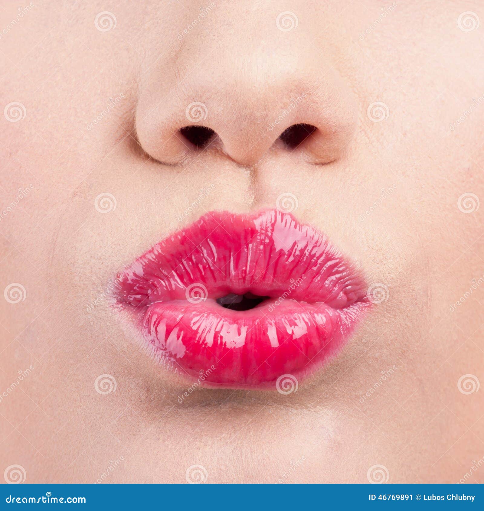 Close Up of Womans Pouting Lips with Lipstick Stock Image - Image of ...