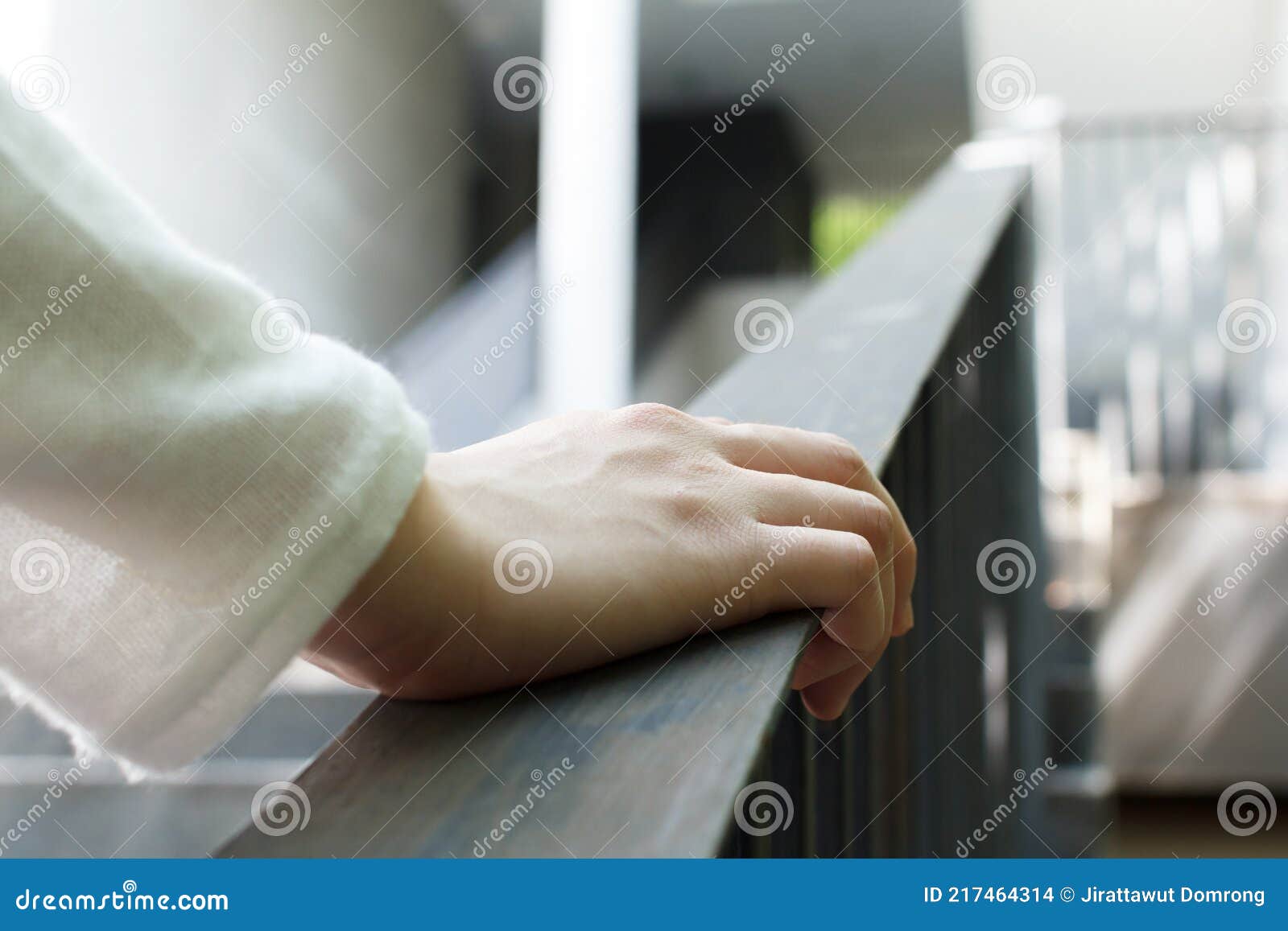 Close Up of Women Hand Holding Handrail Stock Photo - Image of bars ...
