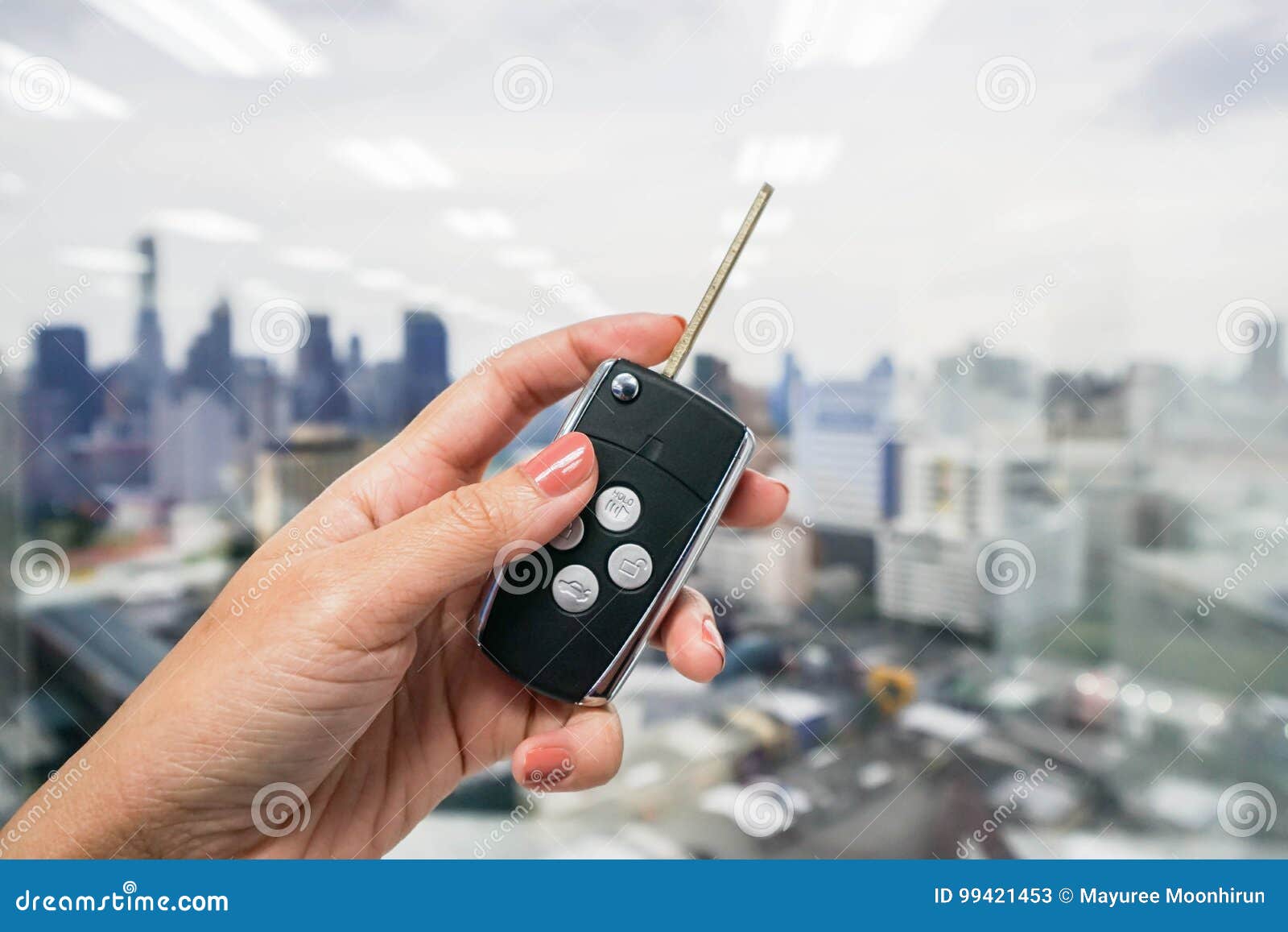 Close Up Women Hold Modern Car Remote Control Stock Image - Image of ...