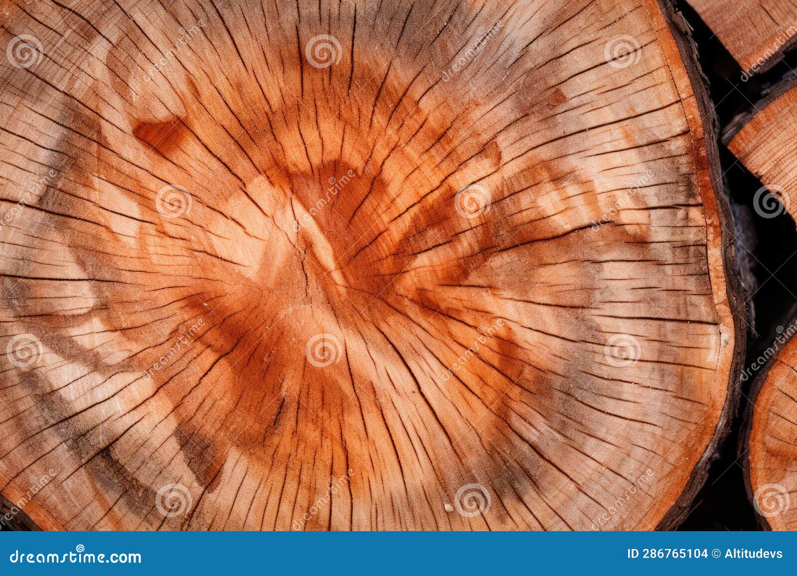 Close-up of Wood Grain Texture in Split Firewood Stock Illustration ...