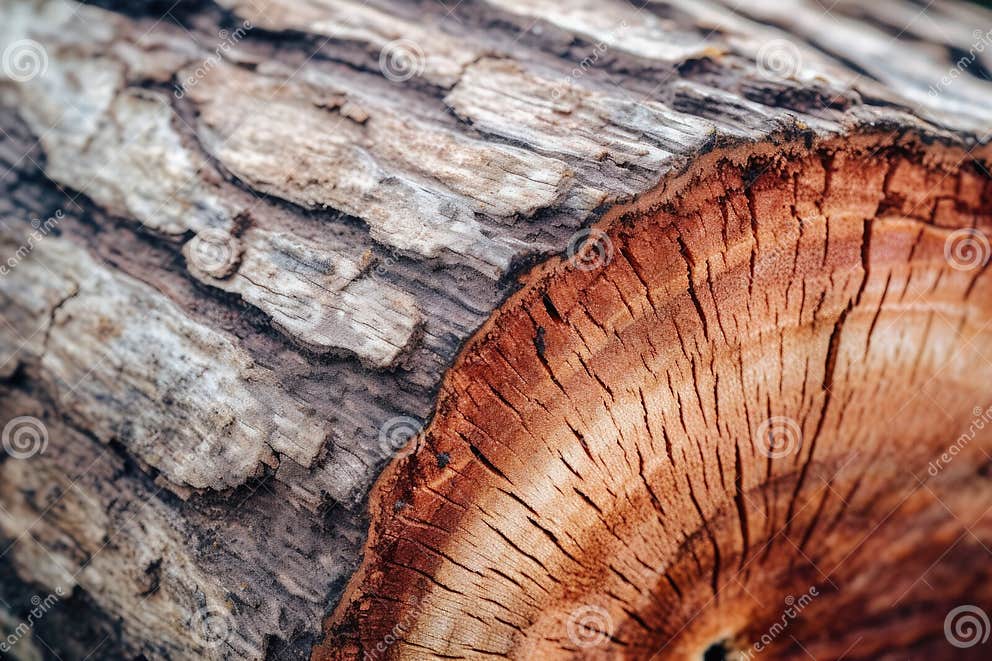Close-up of Wood Grain Texture on Split Log Stock Illustration ...