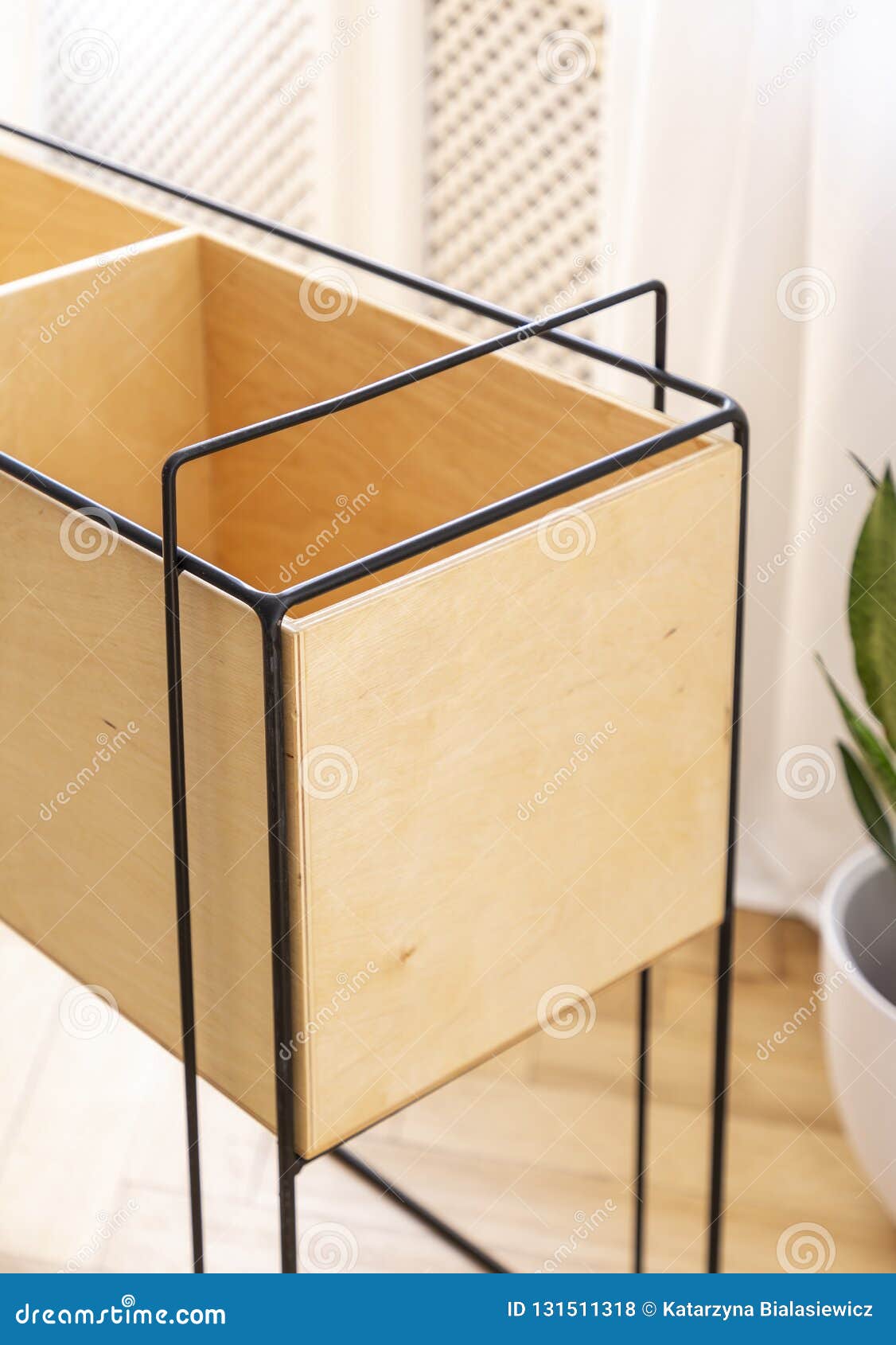 Close-up of a Wooden Box on a Metal Frame Stock Photo - Image of metal ...